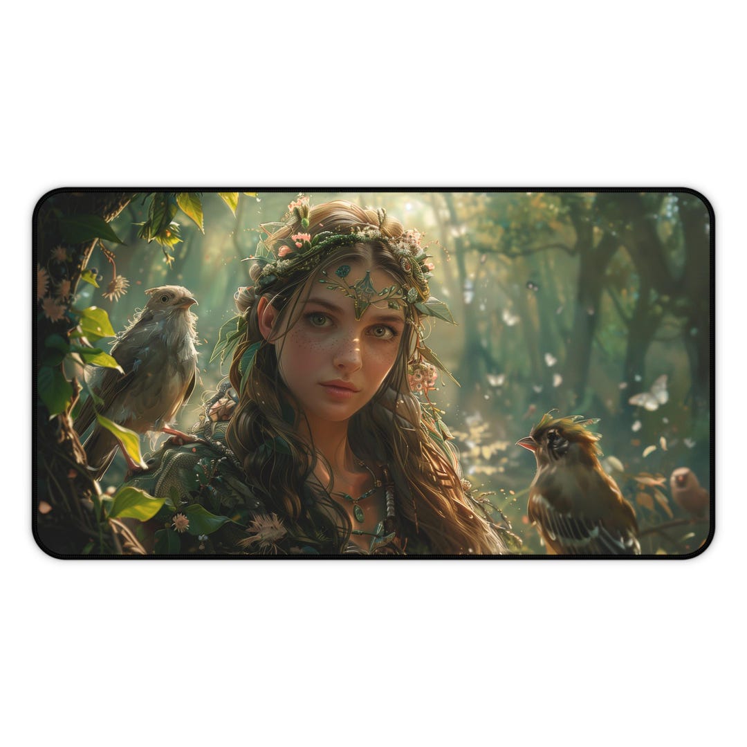 Druid in Nature Gaming Desk Mat, Nature Desk Mat, Fantasy Desk Mat ...