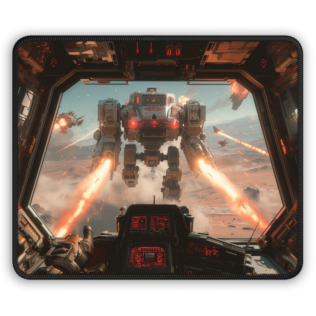 Mech Attack Pilot Cockpit View Sci-fi Gaming Mouse Pad, Mecha, Video ...