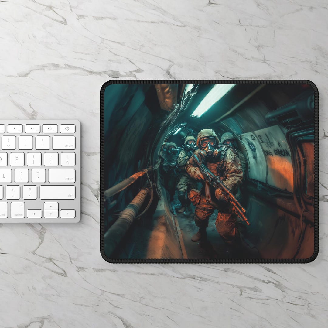 Military Gaming Mouse Pad, Soldiers in Underground Tunnel, Post ...