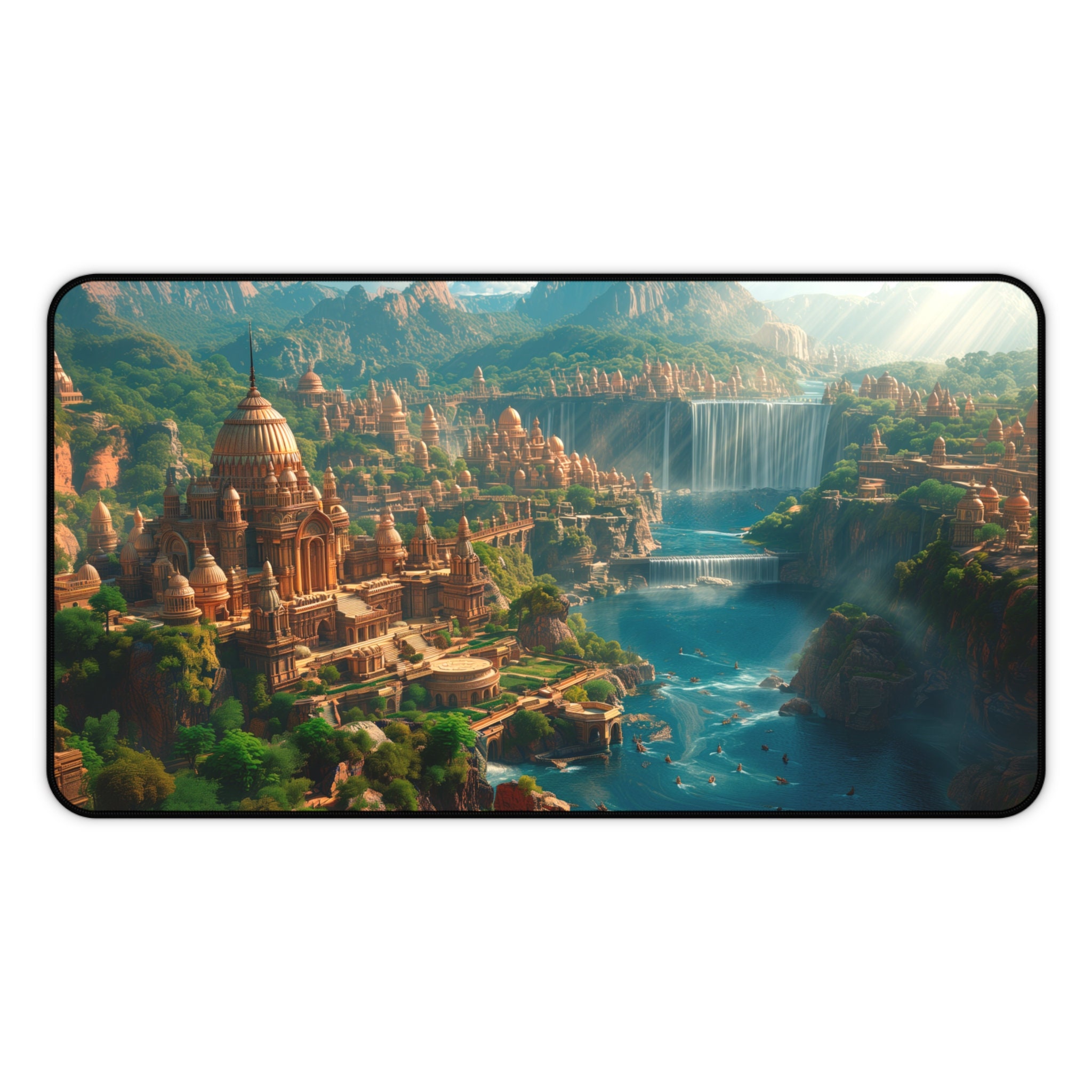 Kingdom by the Sea Fantasy City Gaming Desk Mat, Scenic, Magic, TCG ...