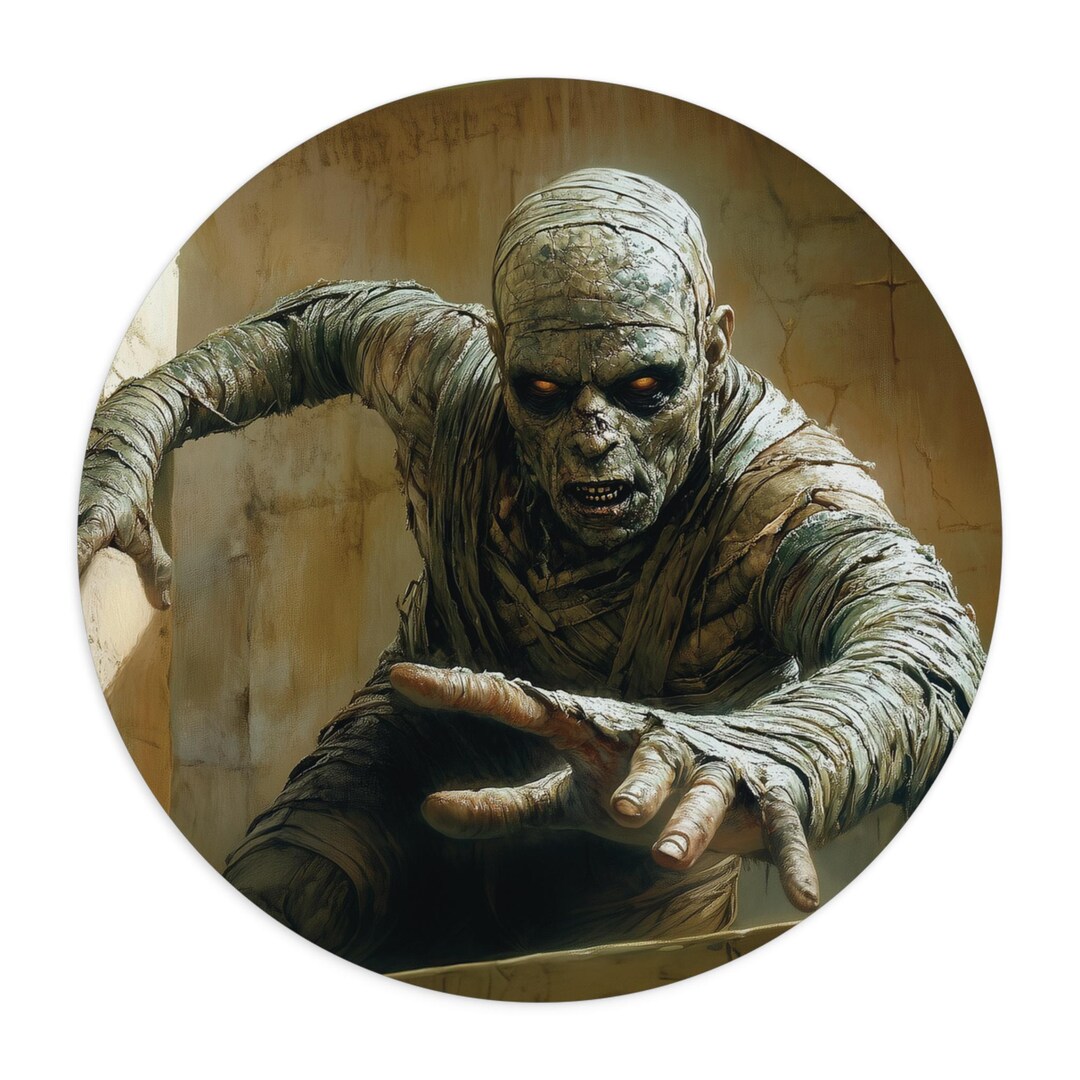 The Mummy Rises Mouse Pad, Egyptian Mythology, Round Mouse Pad, Gifts ...