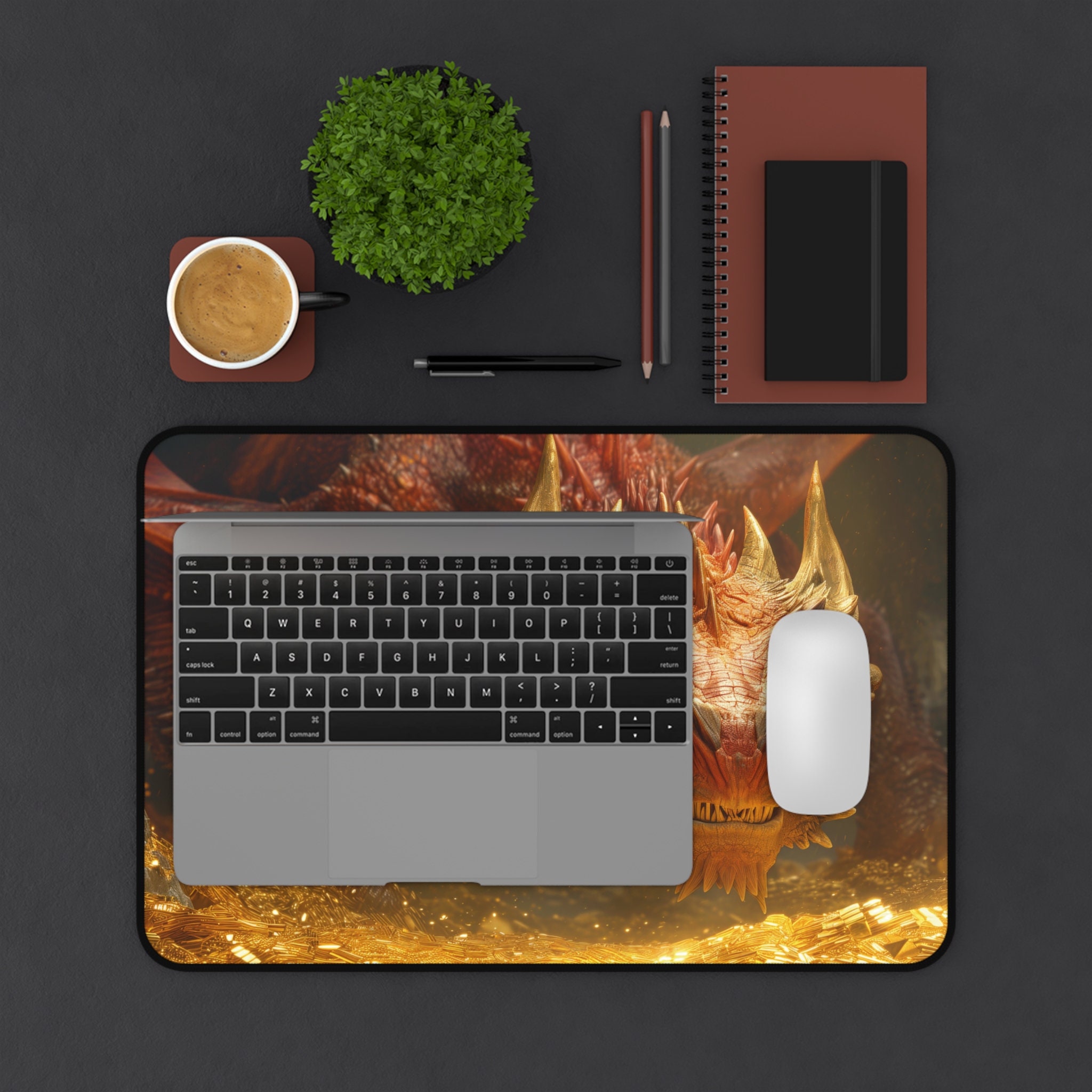 Red Dragon's Hoard Fantasy Gaming Desk Mat, Dragon, Magic Playmat, TCG ...