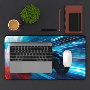 Futuristic Motorcycle Race Playmat, Desk Mat for Sci-fi Racing Game ...