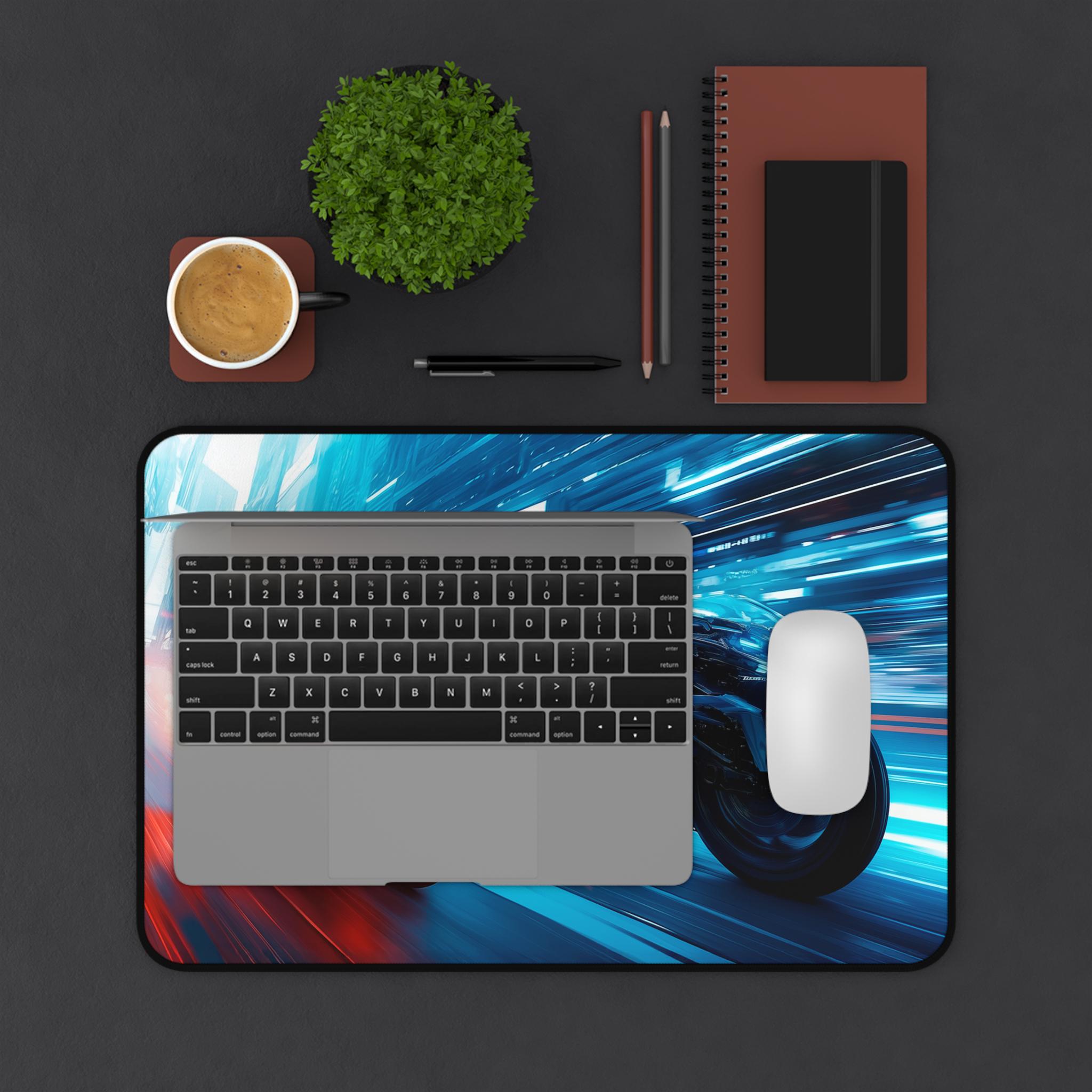 Futuristic Motorcycle Race Playmat, Desk Mat for Sci-fi Racing Game ...