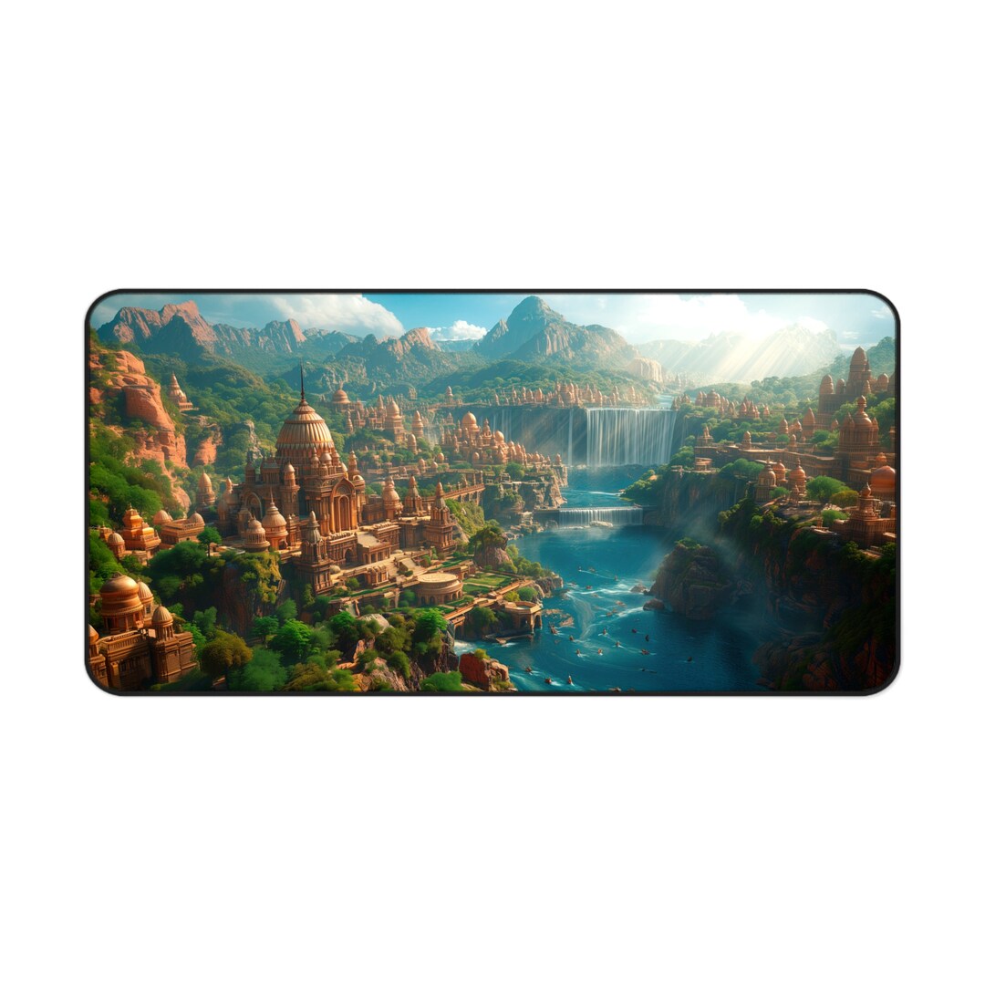 Kingdom by the Sea Fantasy City Gaming Desk Mat, Scenic, Magic, TCG ...