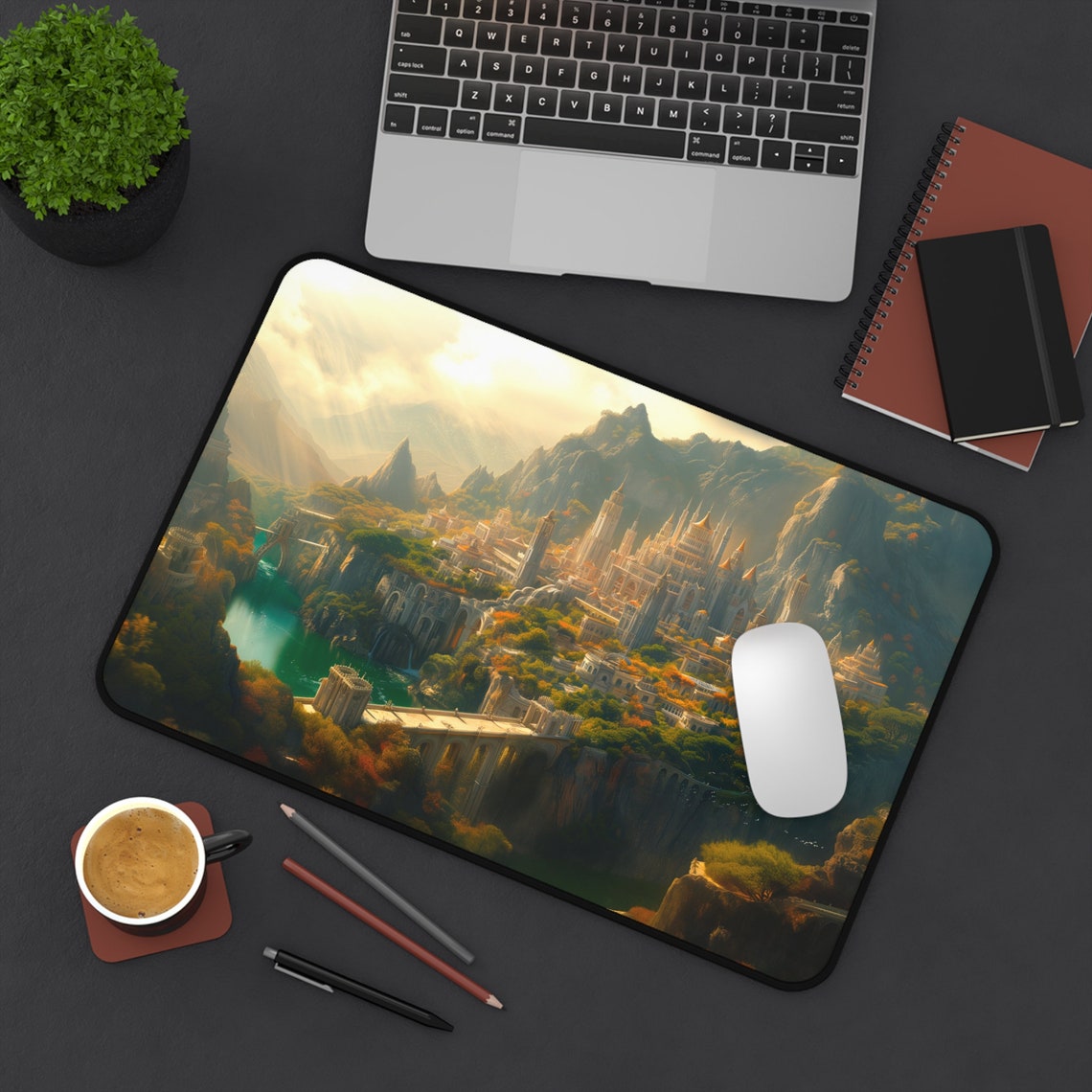 Kingdom of the Elves Fantasy Gaming Desk Mat, Scenic , Elf, TCG Playmat ...