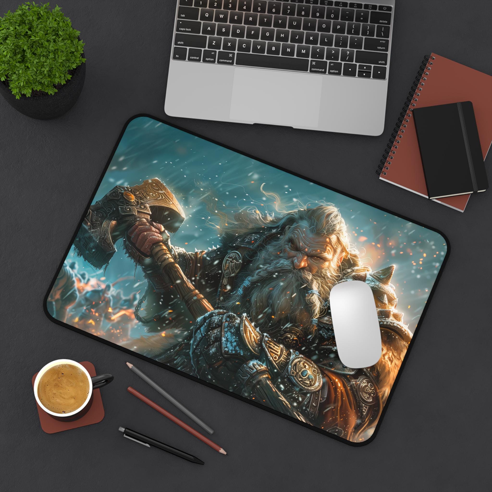 Fantasy Gaming Desk Mat, Dwarf With War Hammer Playmat, Mousepad, Table ...