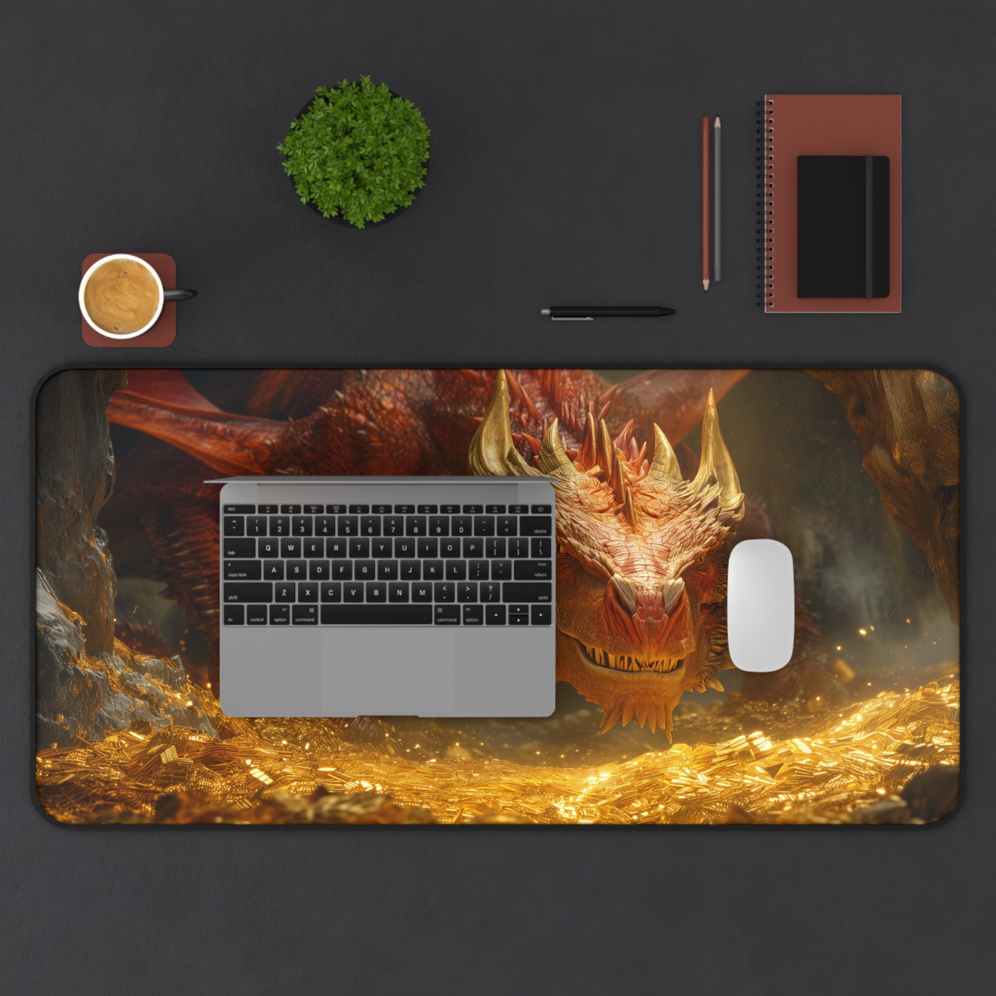 Red Dragon's Hoard Fantasy Gaming Desk Mat, Dragon, Magic Playmat, TCG ...