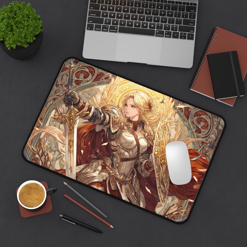 Paladin Desk Mat, Anime Playmat, Art Nouveau Fantasy, Angelic Mouse Pad ...