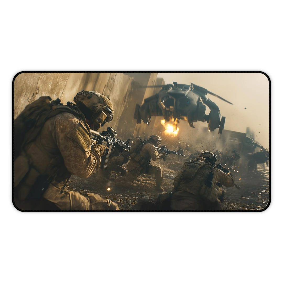 Military Drone Desk Mat, Future Warfare Urban Gaming Playmat, Military ...
