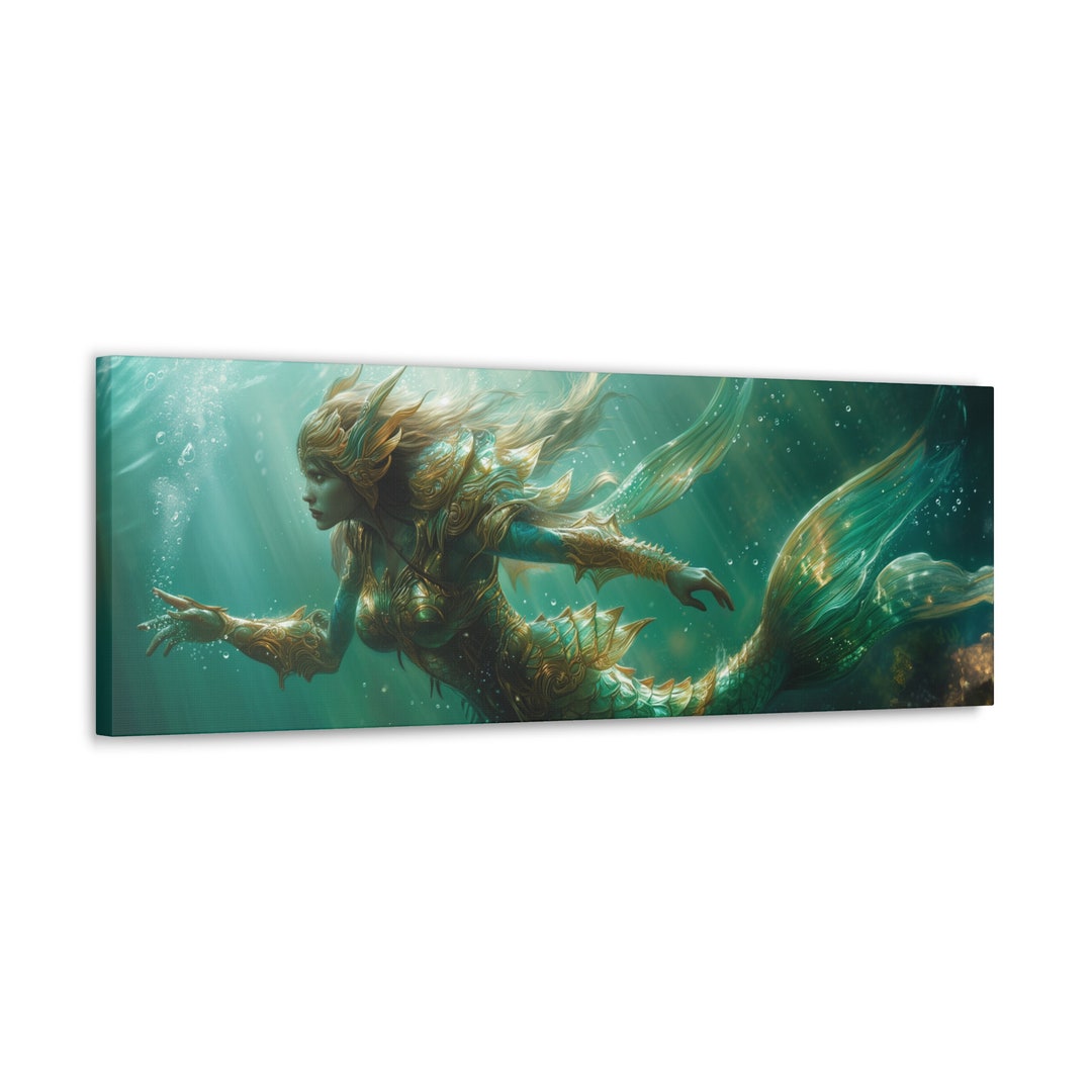 Mermaid Fantasy Canvas Gallery Beautiful Merfolk Wrap Wall Art - Etsy