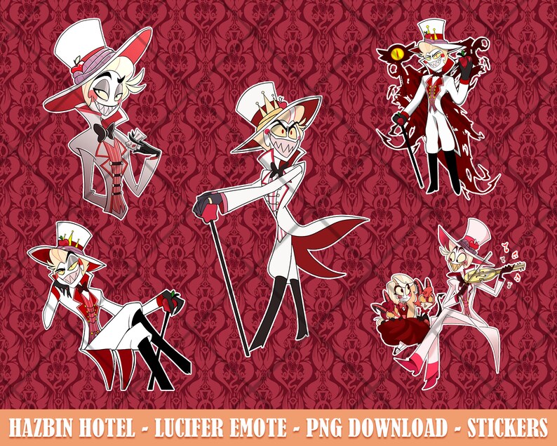 Hazbin Hotel Lucifer Emotes Png Digital Download, Hazbin Svg, Lucifer ...