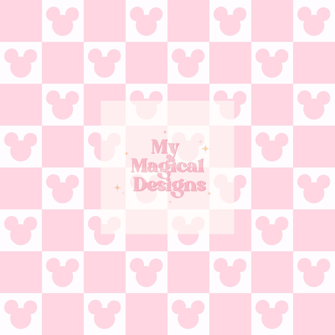 Baby Pink Magic Mouse Checkered Seamless Digital Download for Fabric ...