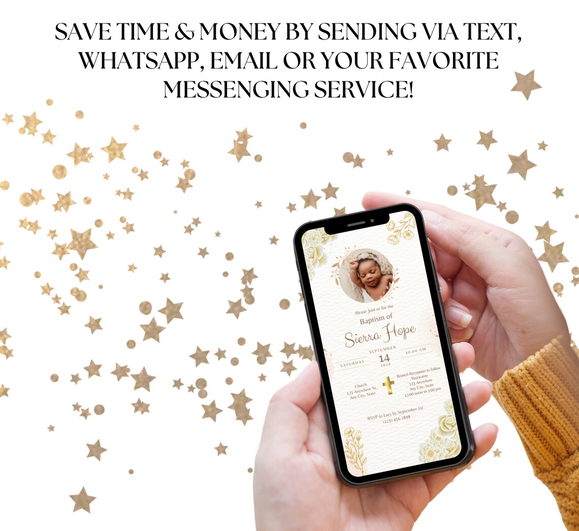 Rustic Baptism Invitation Template; Christening Invite Template ...