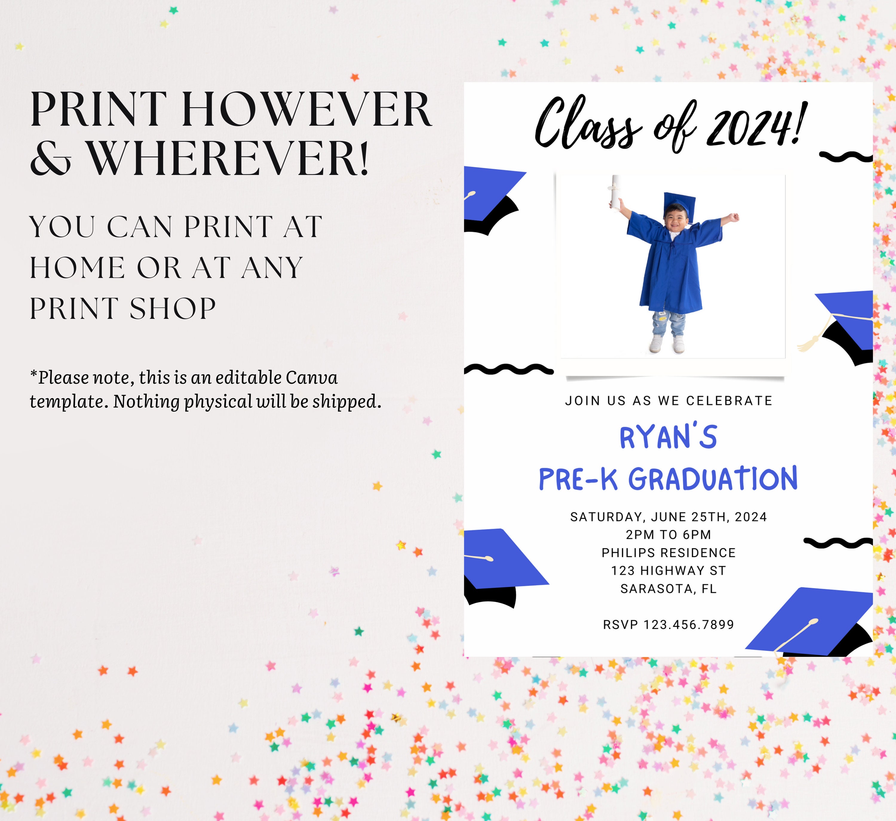 Elementary School Graduation Invitation Preschool Graduation Template ...