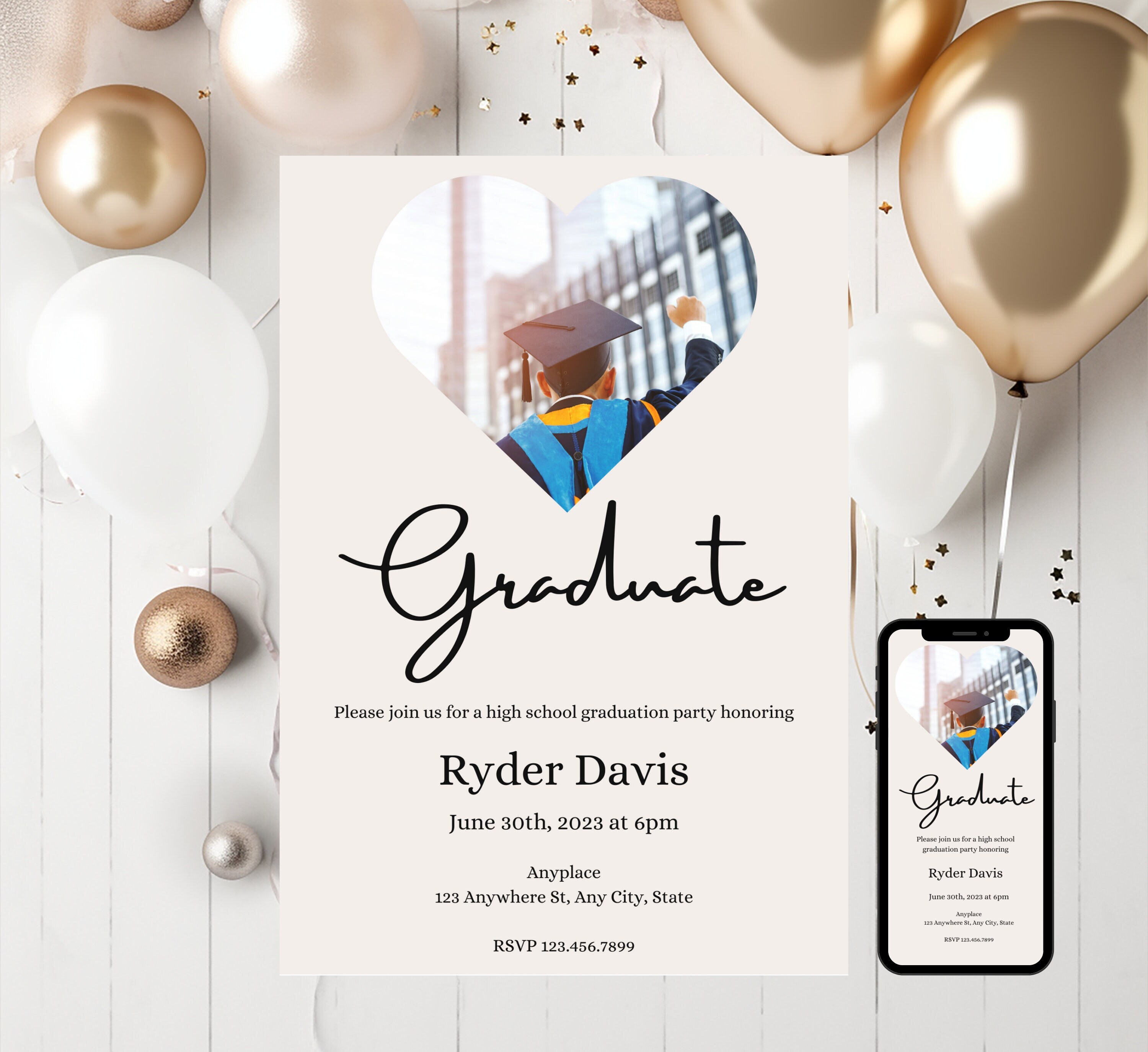 Graduation Invitation Photo Template Senior Graduate Announcement ...