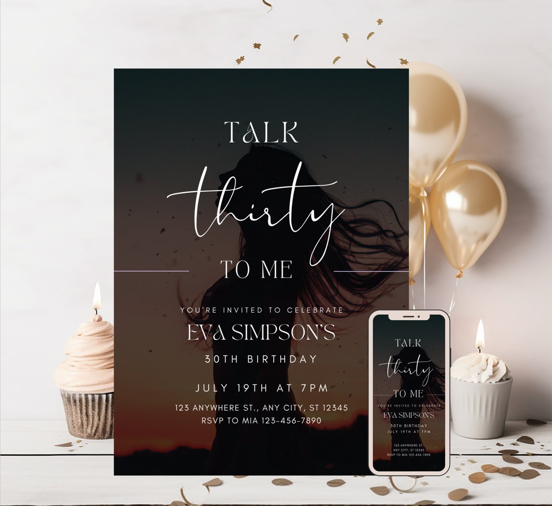 30th Birthday Invitation With Matching Phone Template Editable 30th ...