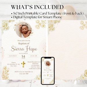 Rustic Baptism Invitation Template; Christening Invite Template ...