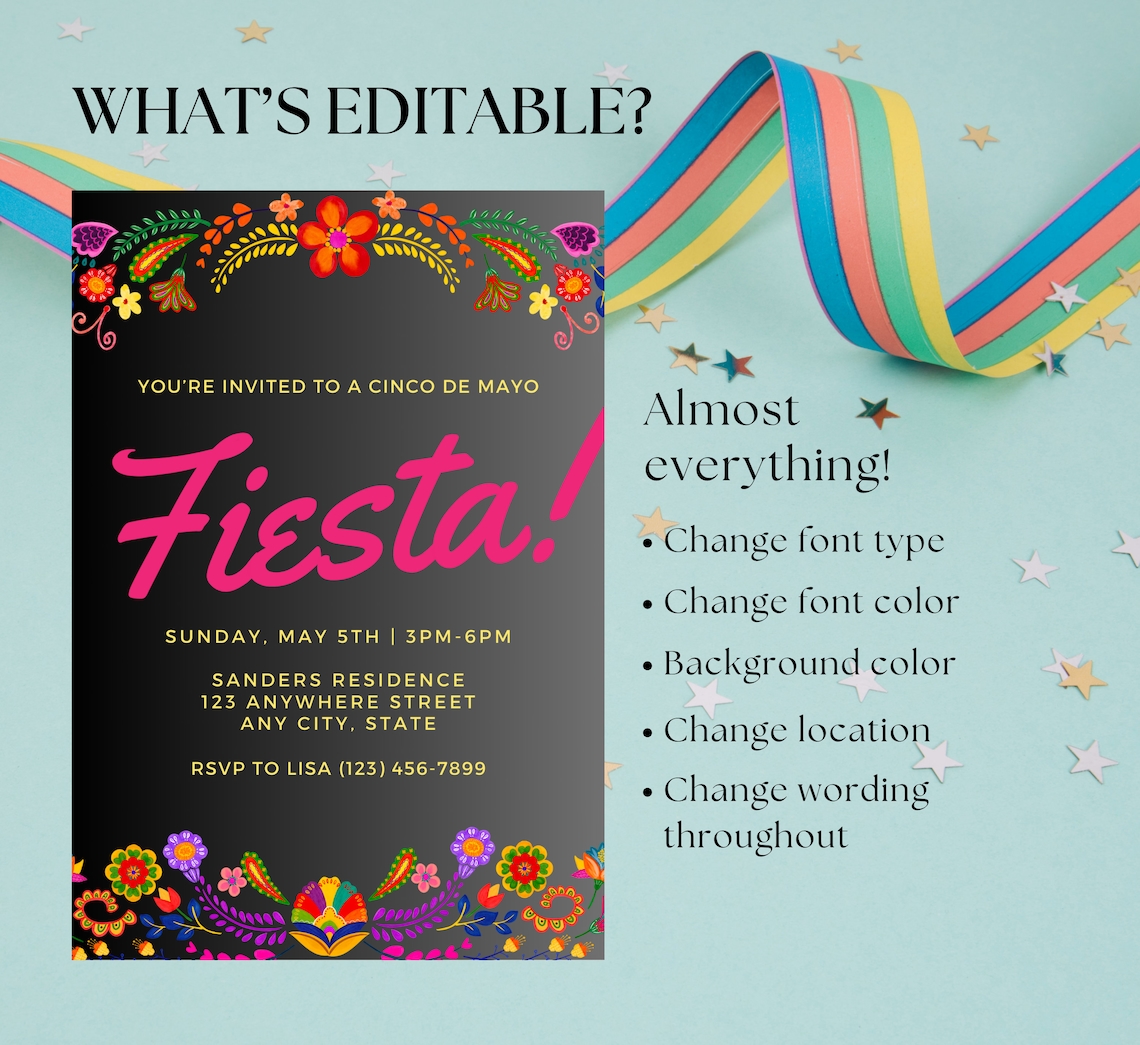 Mexica Fiesta Invitation; Cinco De Mayo Invitation; 5 De Mayo ...