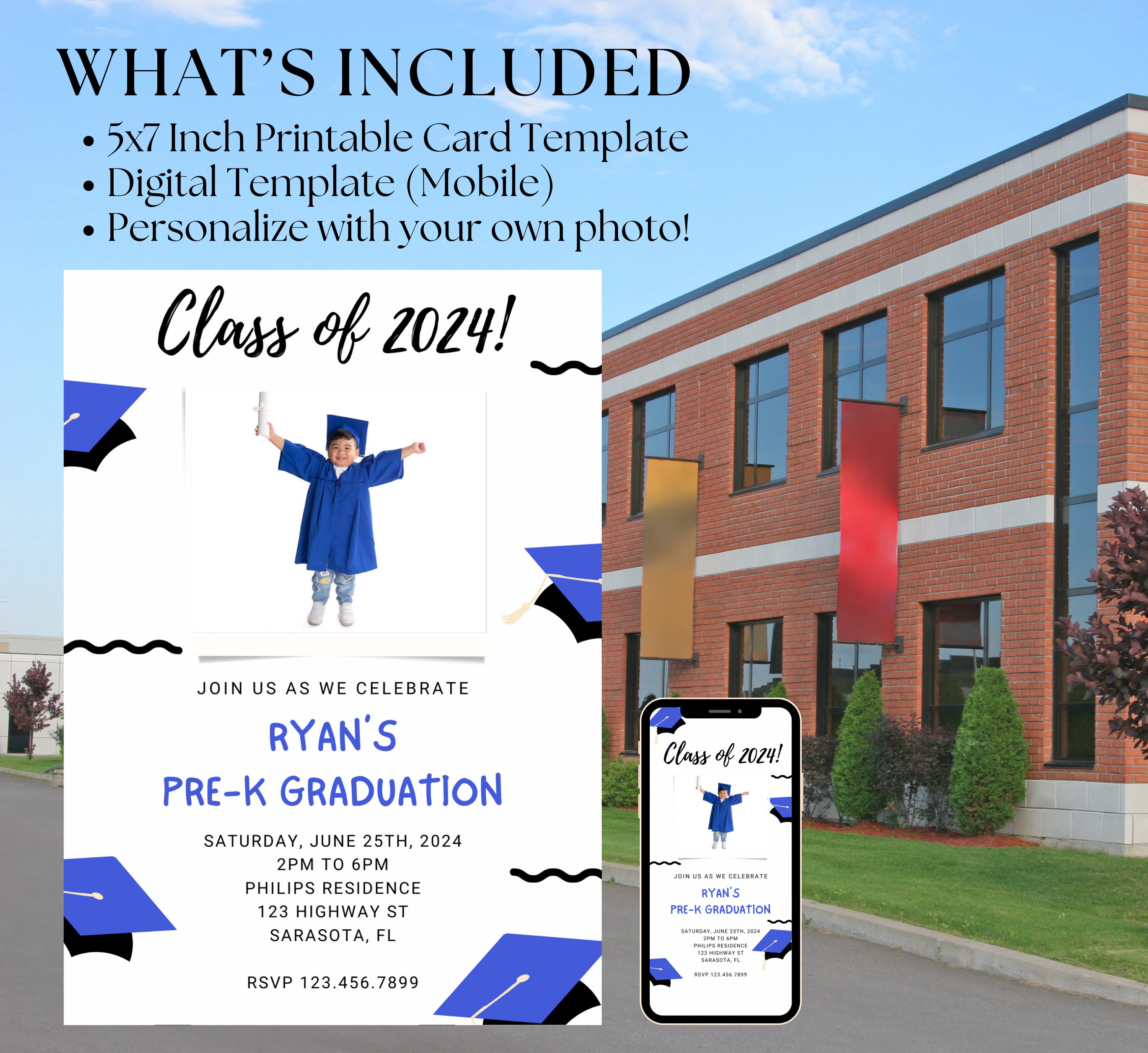 Elementary School Graduation Invitation Preschool Graduation Template ...