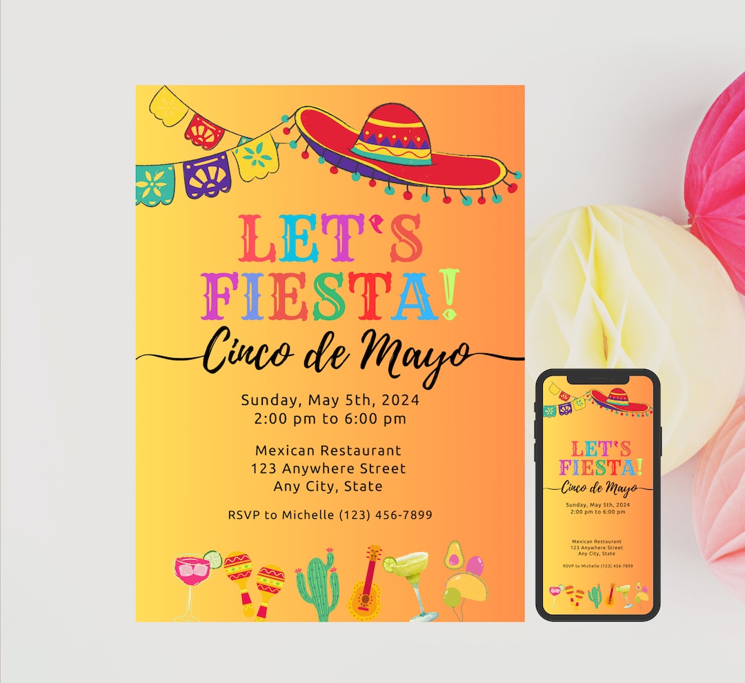 Mexica Fiesta Invitation; Cinco De Mayo Invitation; 5 De Mayo ...