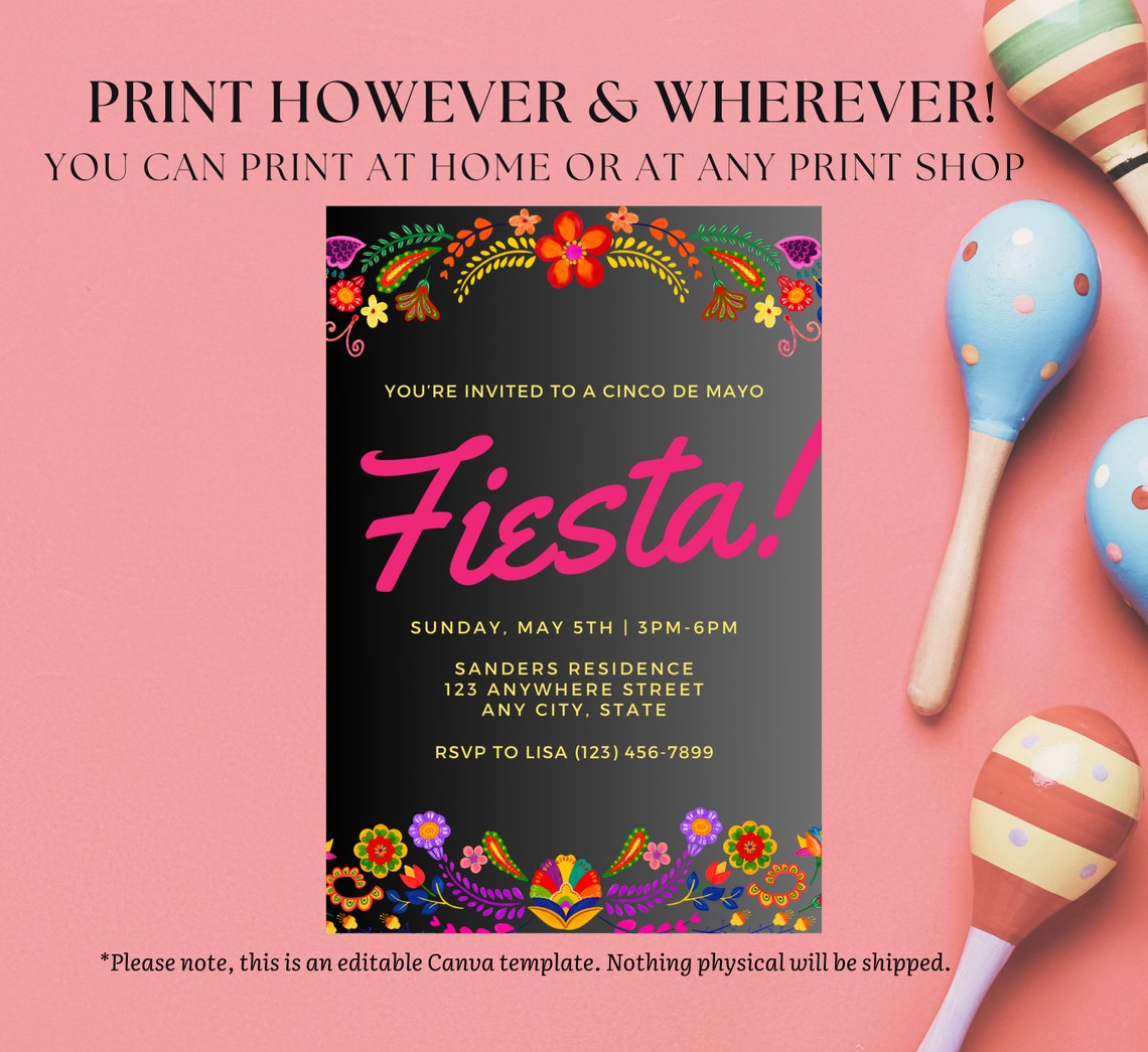 Mexica Fiesta Invitation; Cinco De Mayo Invitation; 5 De Mayo ...