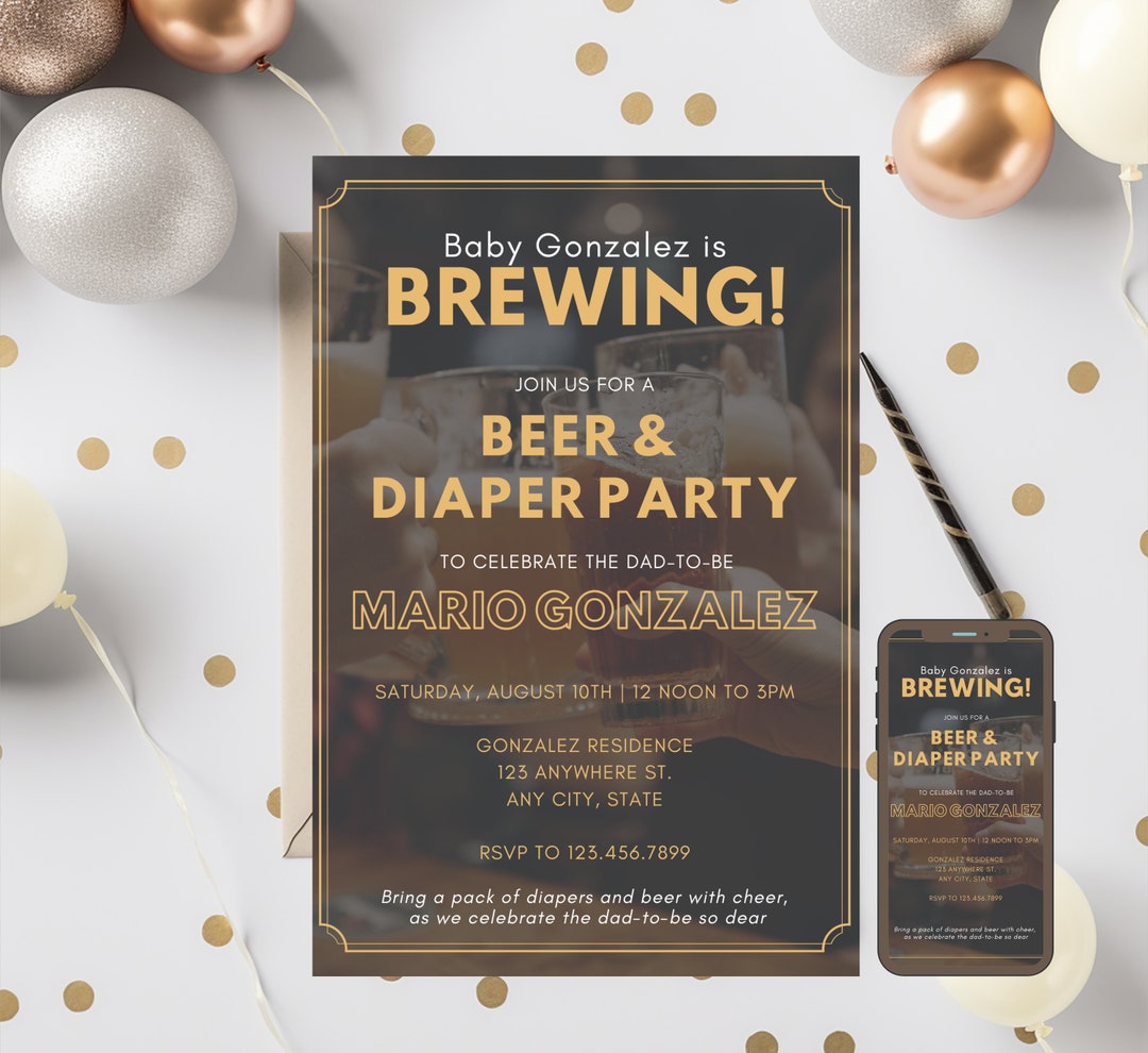 Diapers and Beer Shower Invitation; Dads Baby Shower; Dad to Be Invite ...