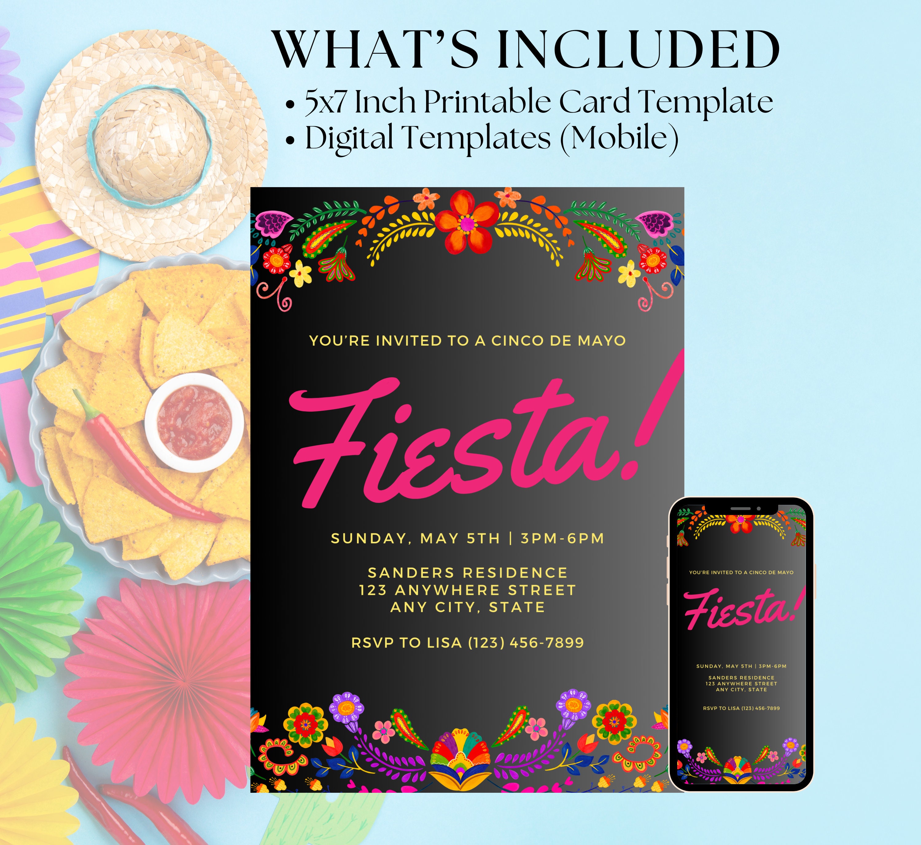 Mexica Fiesta Invitation; Cinco De Mayo Invitation; 5 De Mayo ...