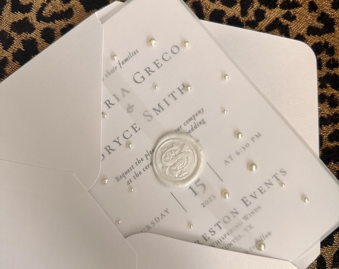 Pre-folded Pearl Vellum Jacket, Envelope and Wax Seal Set - Sized for 5 ...