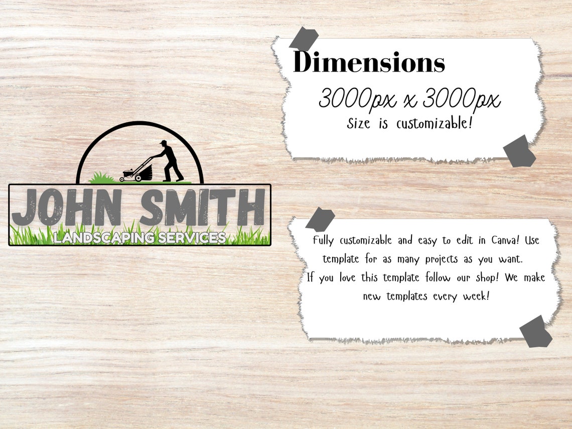 Landscaping Logo Template, Canva Logo Template, Editable Logo for Canva ...