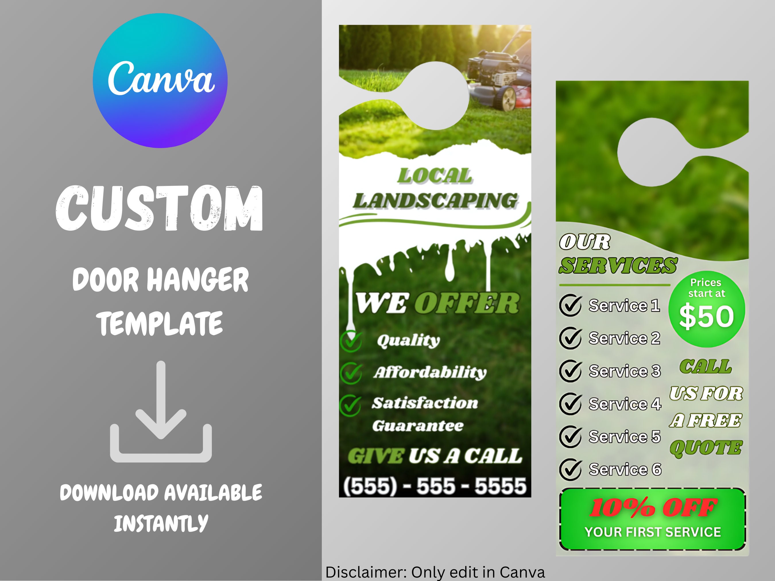 Landscaping Door Hangers for Business Advertising, Front and Back ...