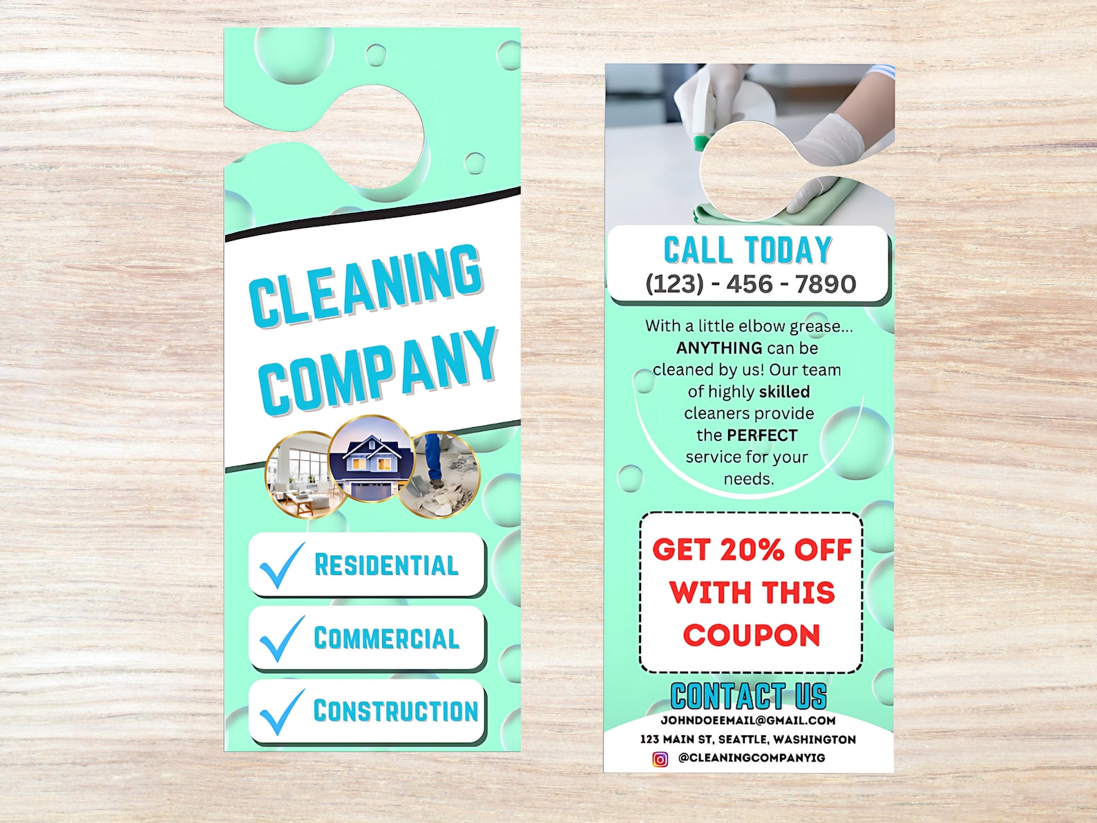 Door Hanger for Cleaning Business, Canva Door Hanger Template, Designer ...