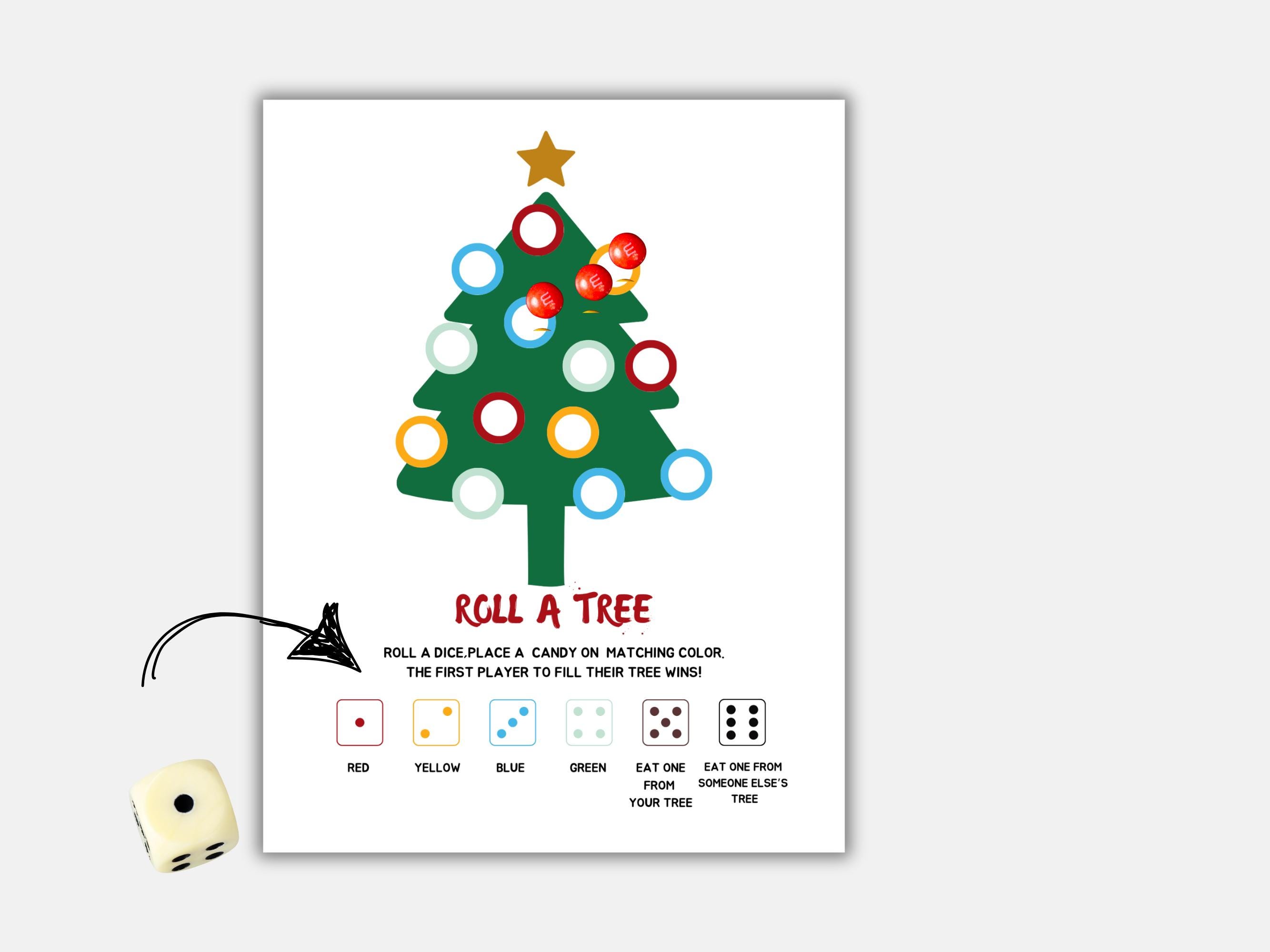 Roll A Tree Kids Table Game, Printable Christmas Candy Game ,fun Winter ...
