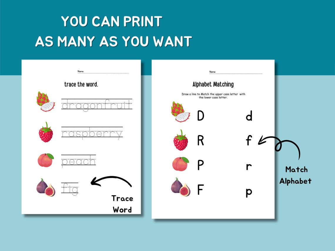 Printable Alphabet Worksheets, Alphabet Recognition, Digital Download ...