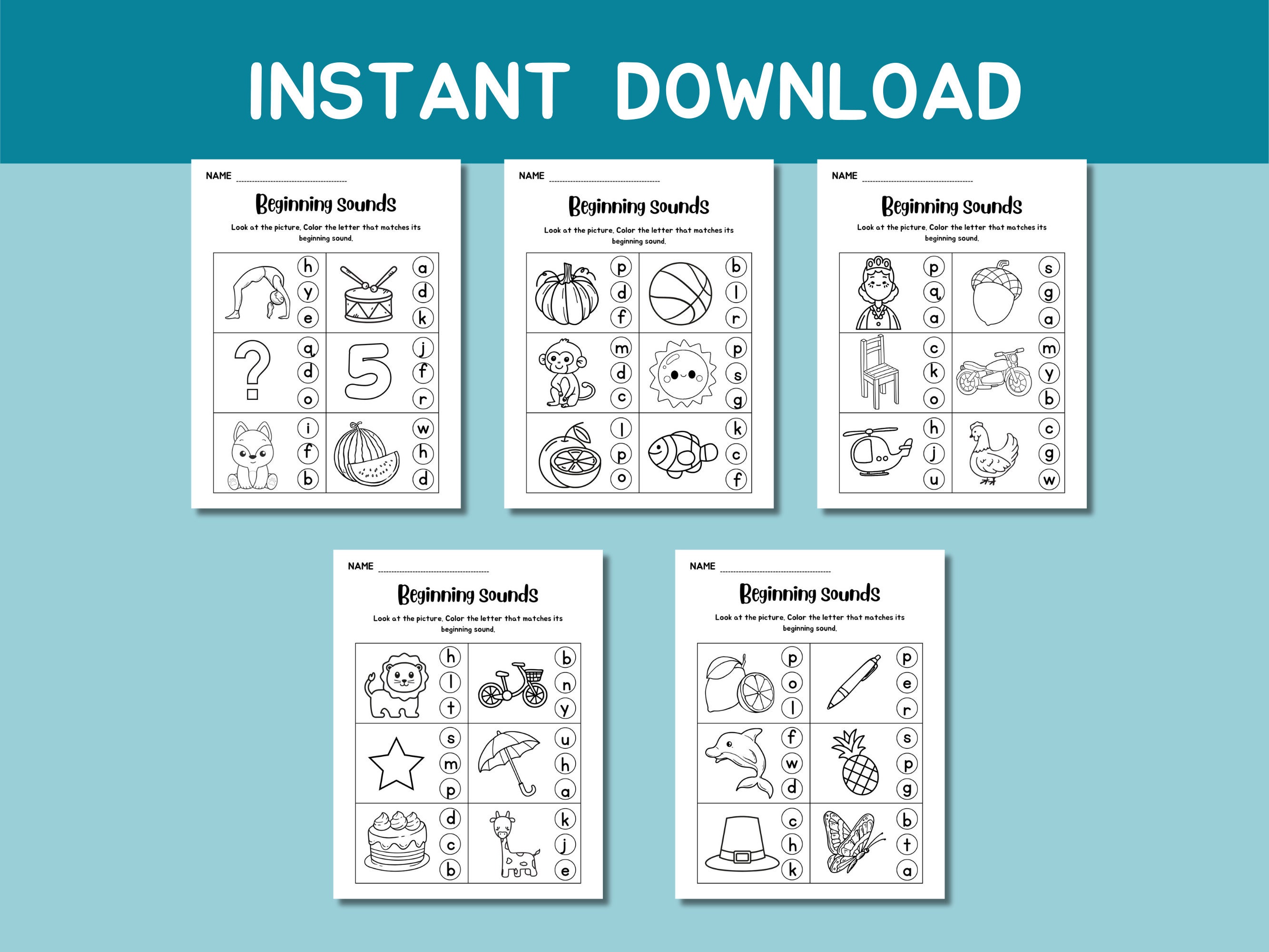 Beginning Sounds Worksheet - Digital Download, Interactive Phonics ...