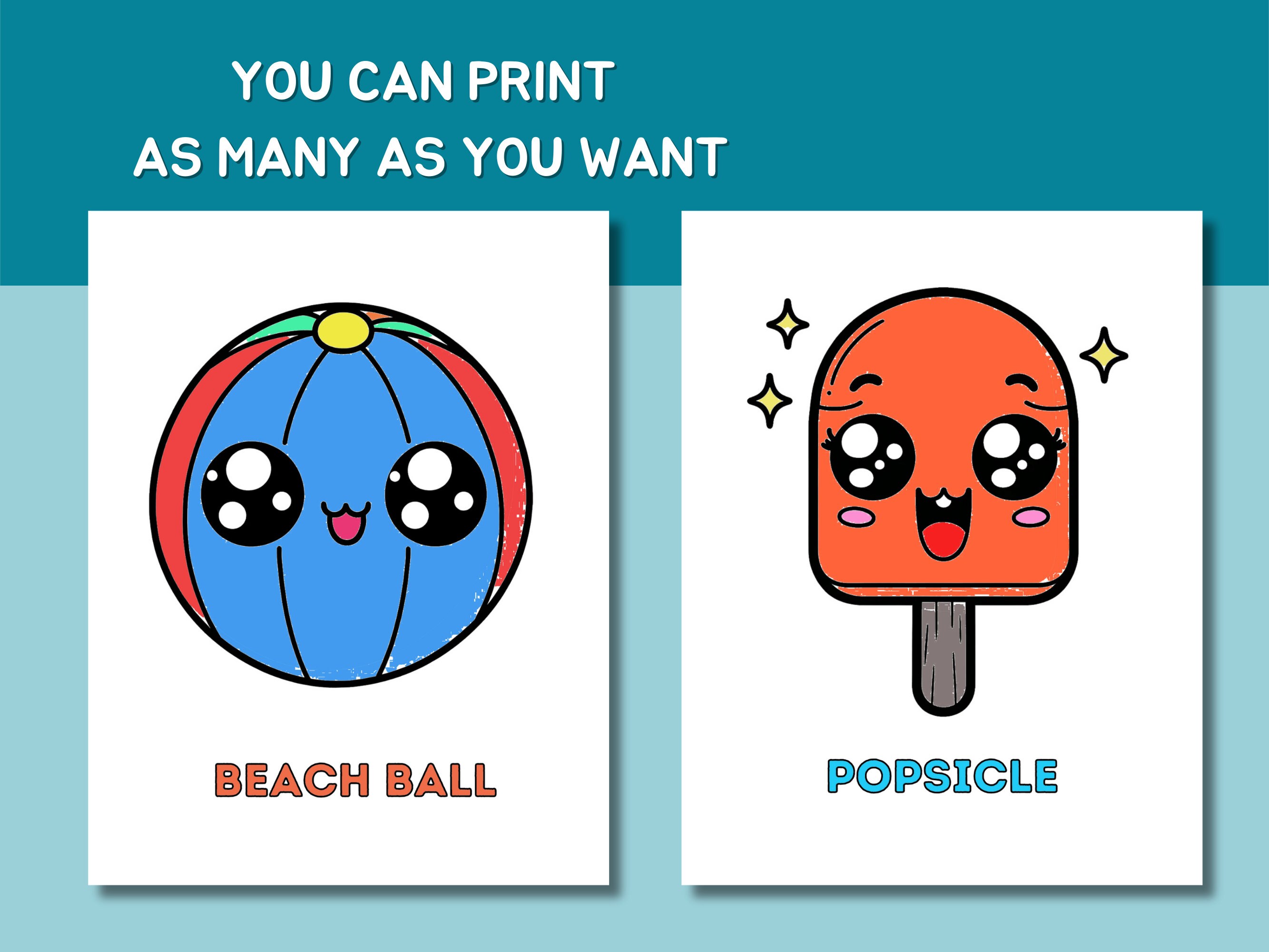 Kawaii Summer Coloring Book for Kids,summer Party Favors,beach Party ...