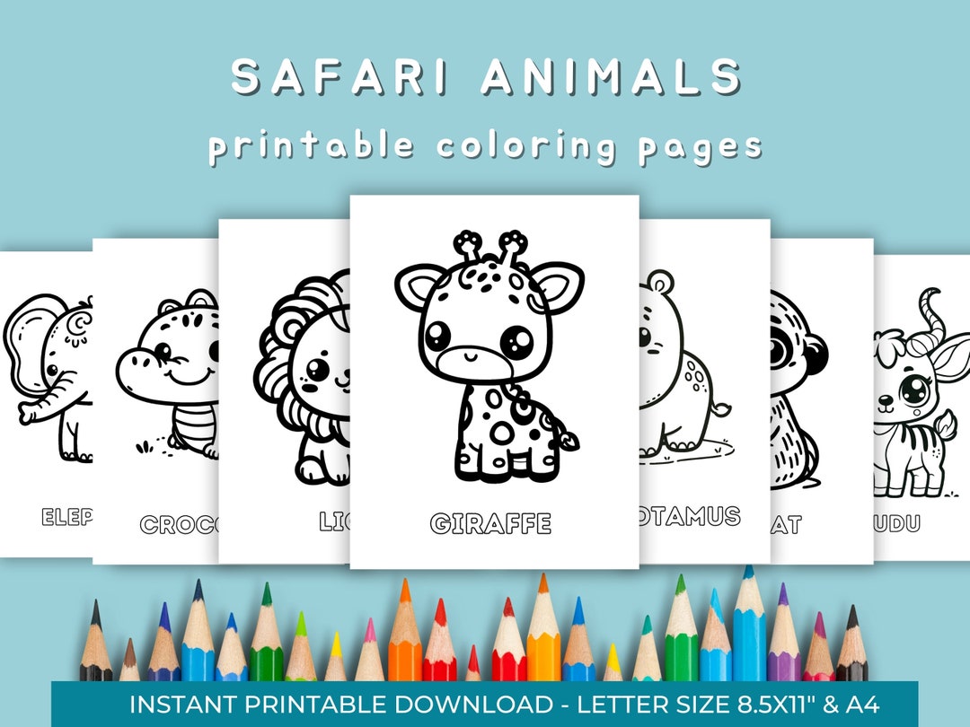Safari Animal Coloring Book for Kids,educational Activity,children's ...