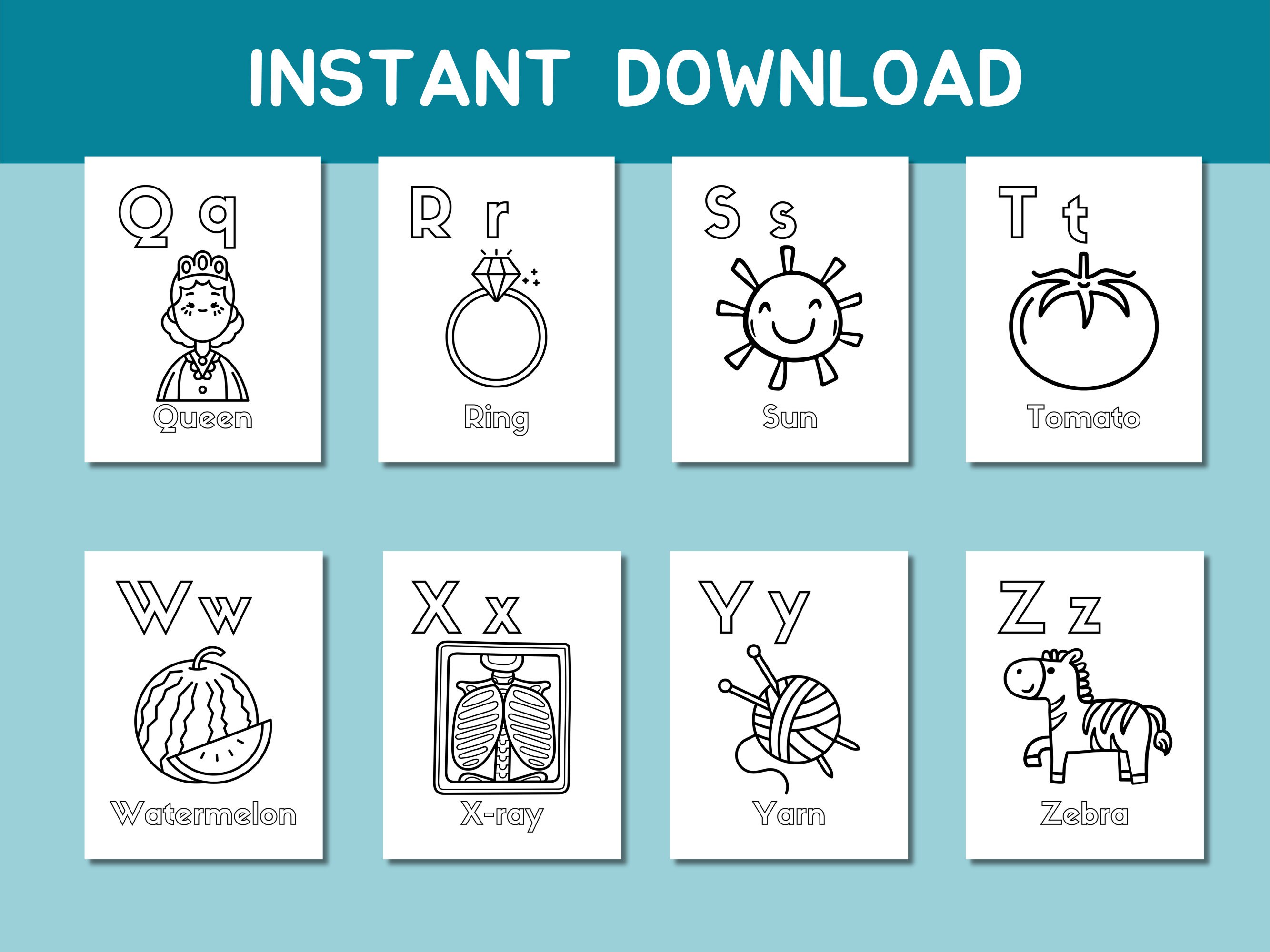 ABC Coloring Pages, Alphabet Learning Activity Sheets, Preschool ...