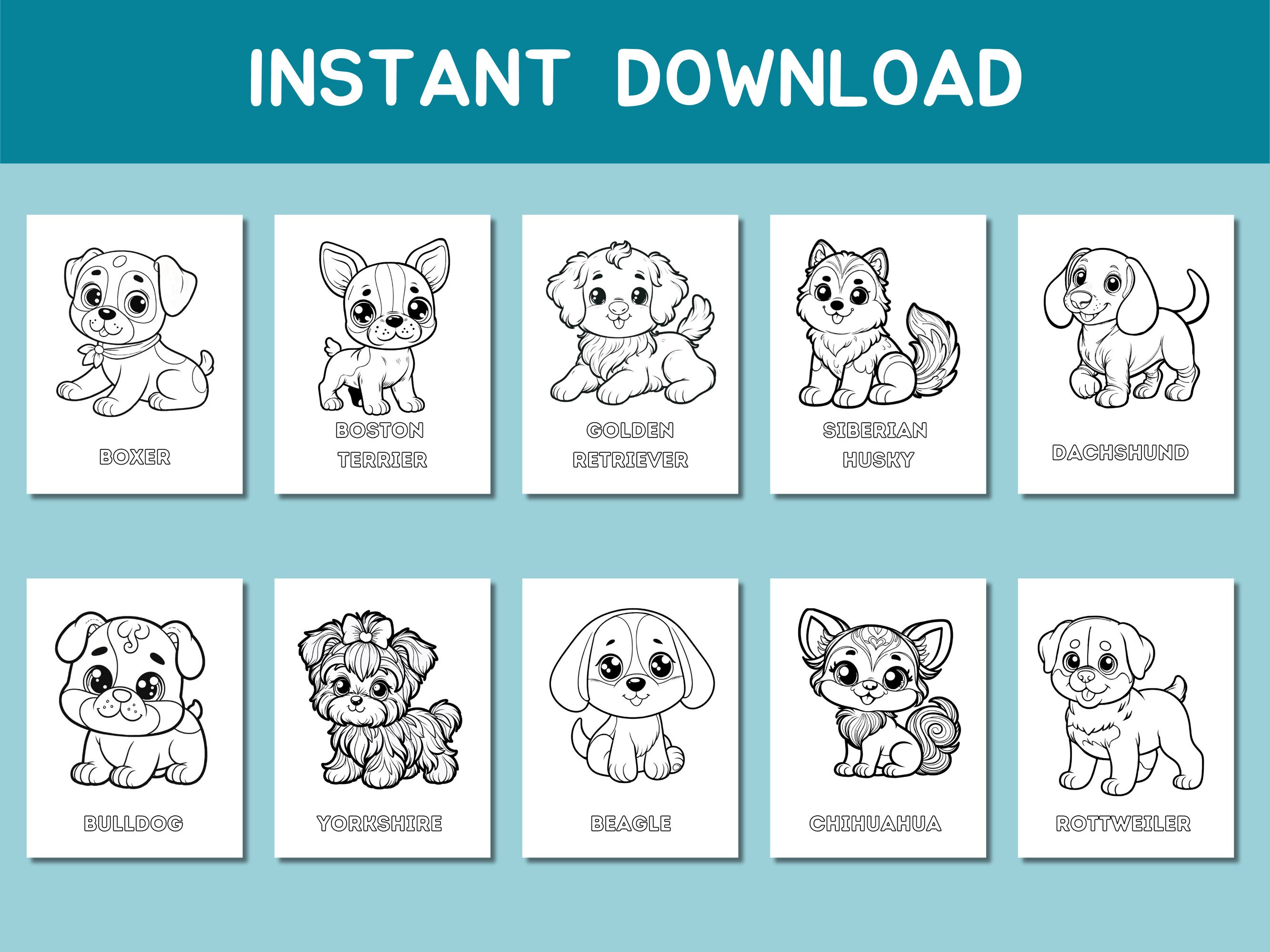 Cute Dogs Coloring Page for Kids ,toddler,preschooler Learning ...