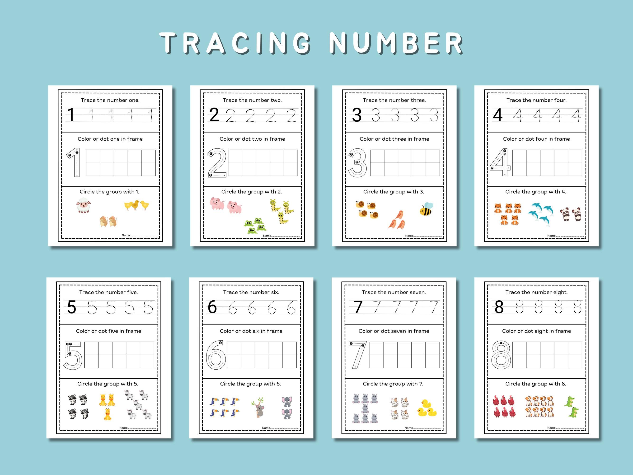 1-10 Number Tracing Worksheets, Traceable Numbers,preschool Worksheets ...