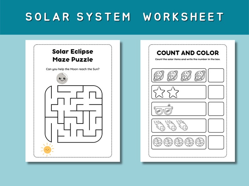 Solar Eclipse System Worksheet for Kids, Total Solar Eclipse 2024 ...