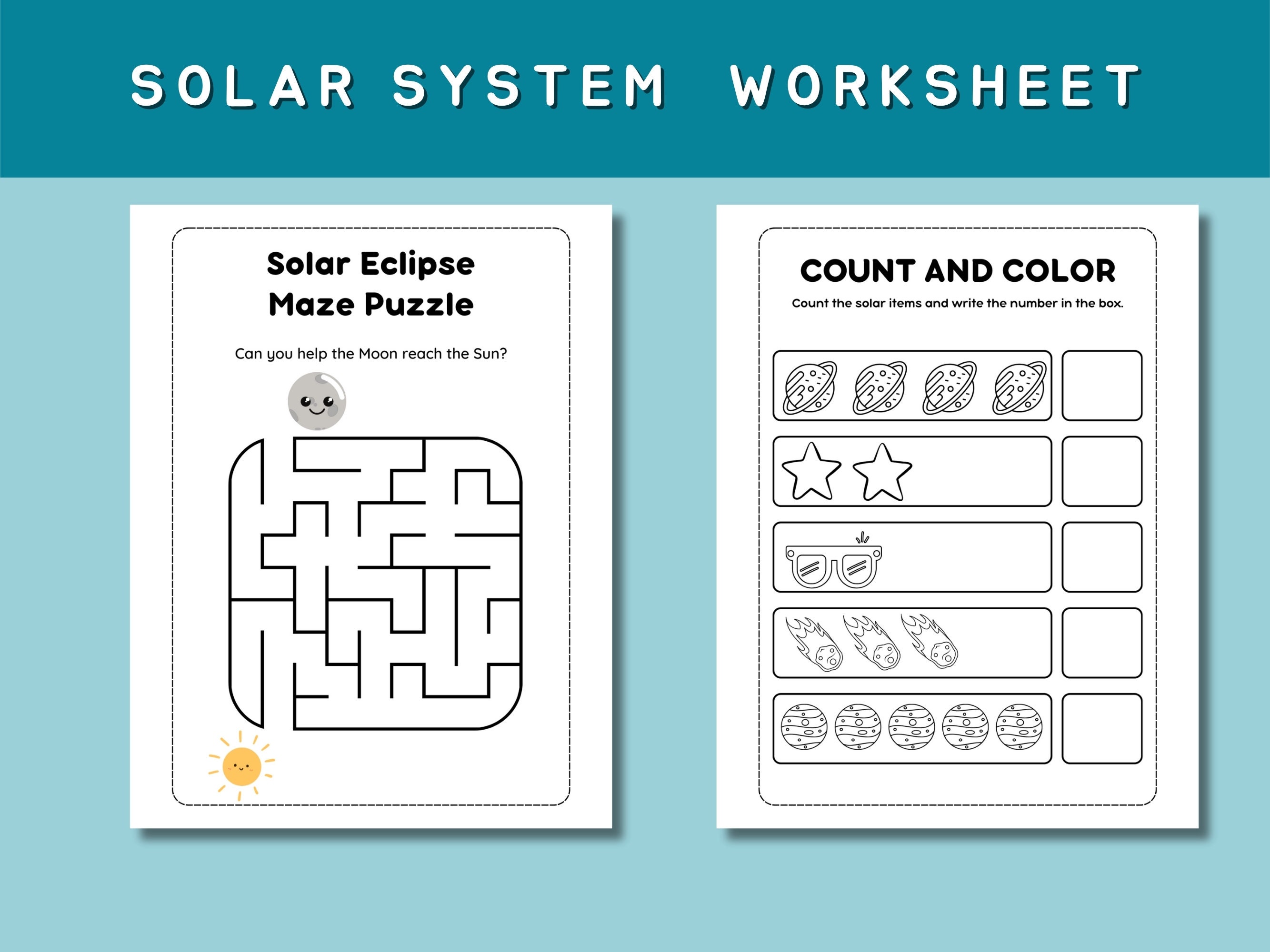 Solar Eclipse System Worksheet for Kids, Total Solar Eclipse 2024 ...