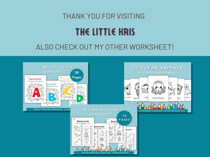 Printable Alphabet Worksheets, Alphabet Recognition, Digital Download ...
