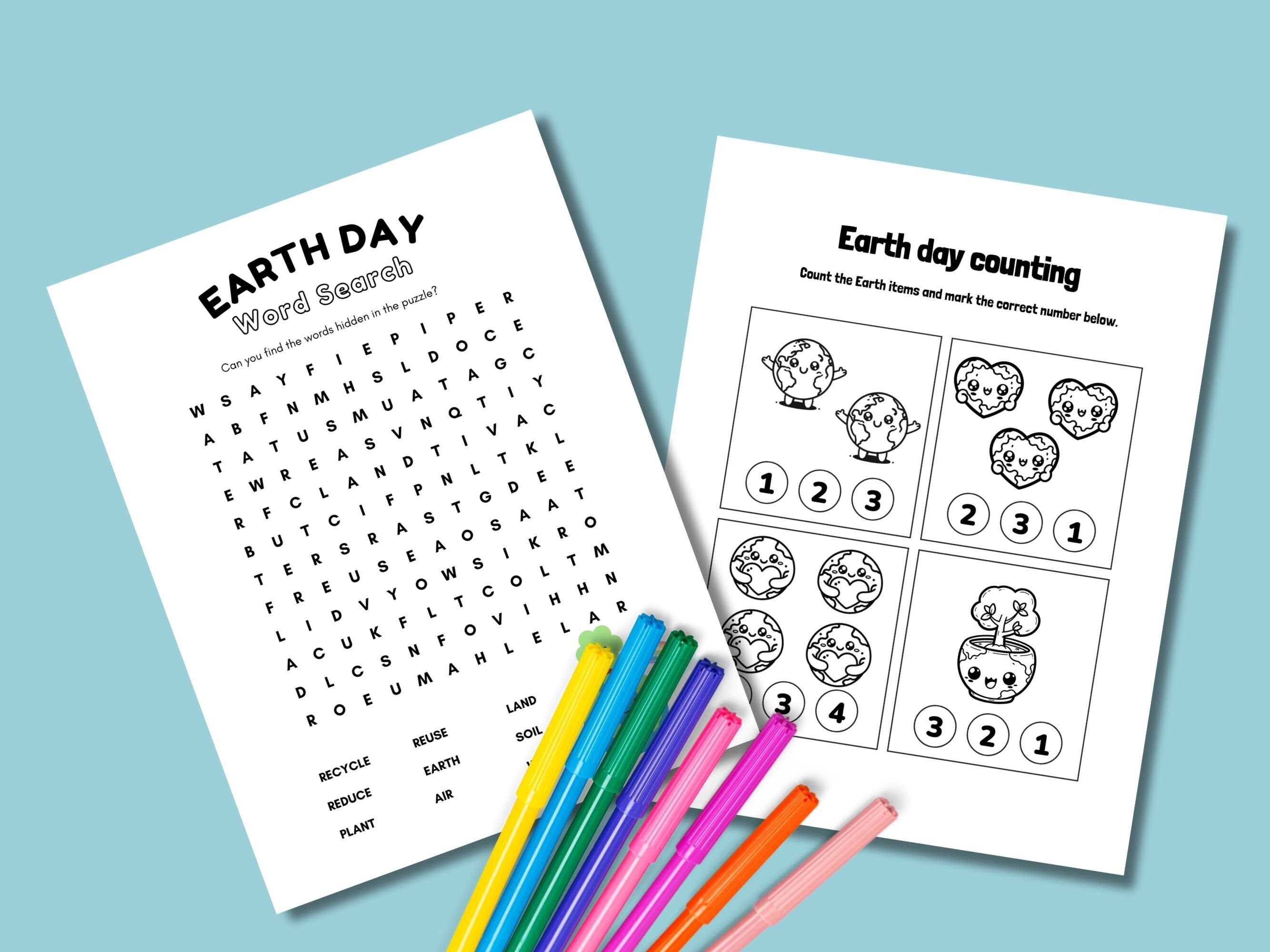 Earth Day Activity Pack,printable Coloring Pages and Educational Games ...