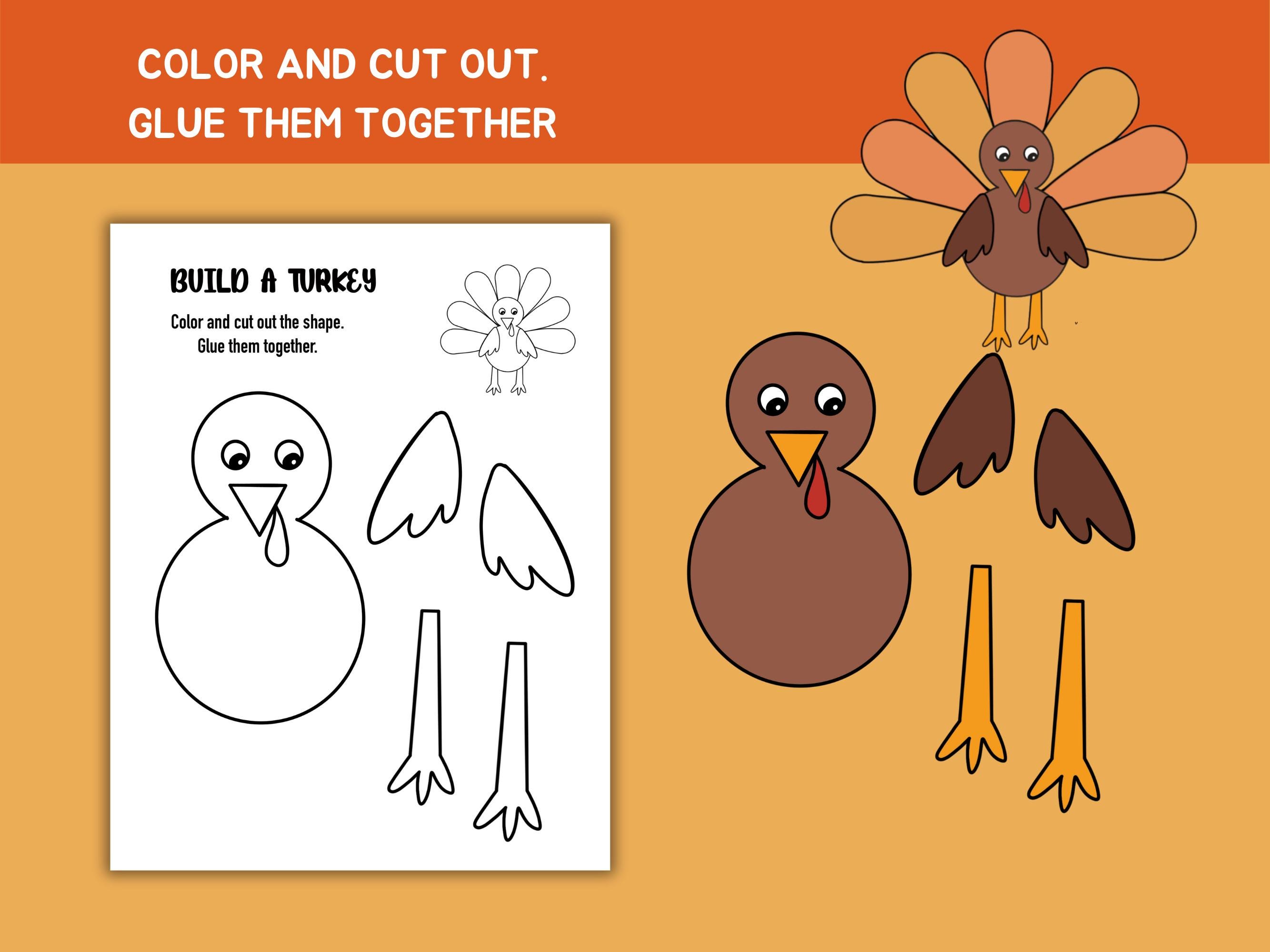 Build A Turkey Craft: Thanksgiving Activity, Coloring Page (digital ...