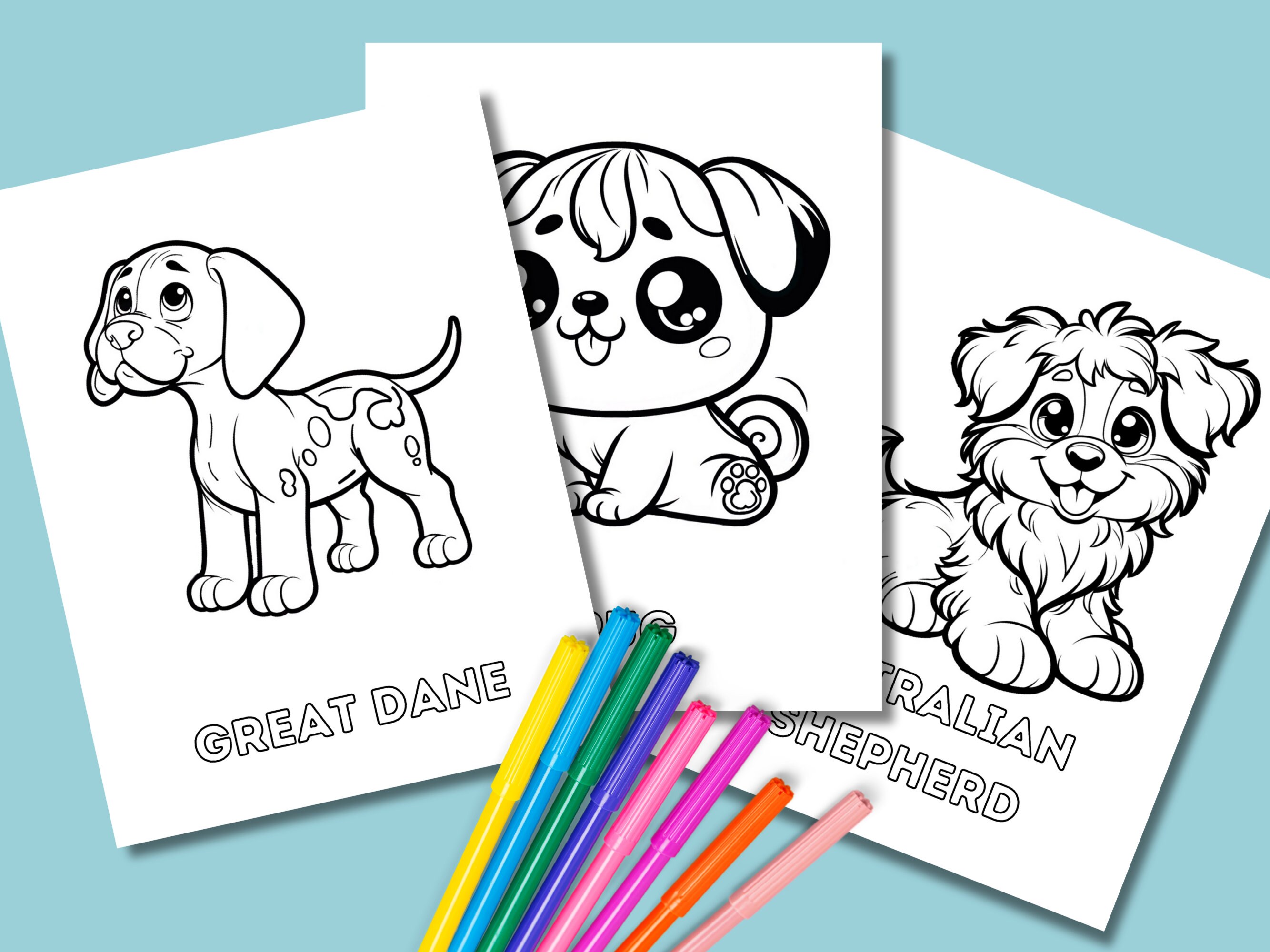 Cute Dogs Coloring Page for Kids ,toddler,preschooler Learning ...