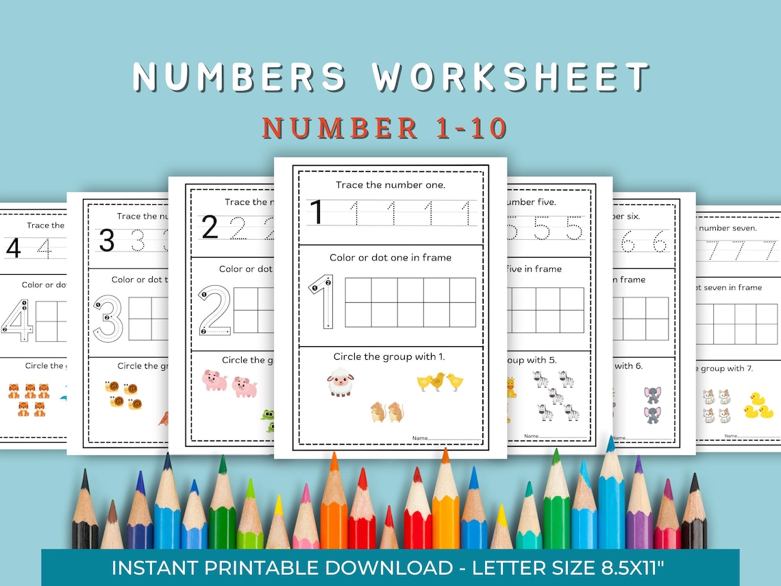 1-10 Number Tracing Worksheets, Traceable Numbers,preschool Worksheets ...