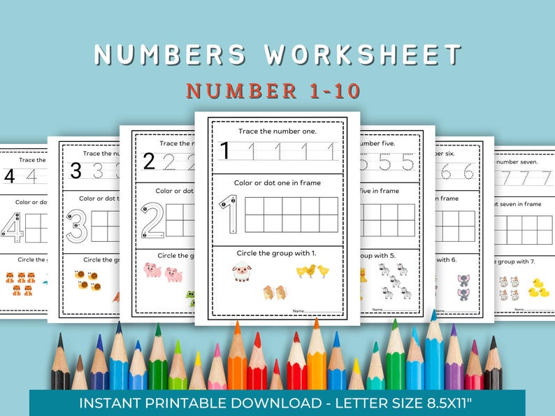 1-10 Number Tracing Worksheets, Traceable Numbers,preschool Worksheets ...
