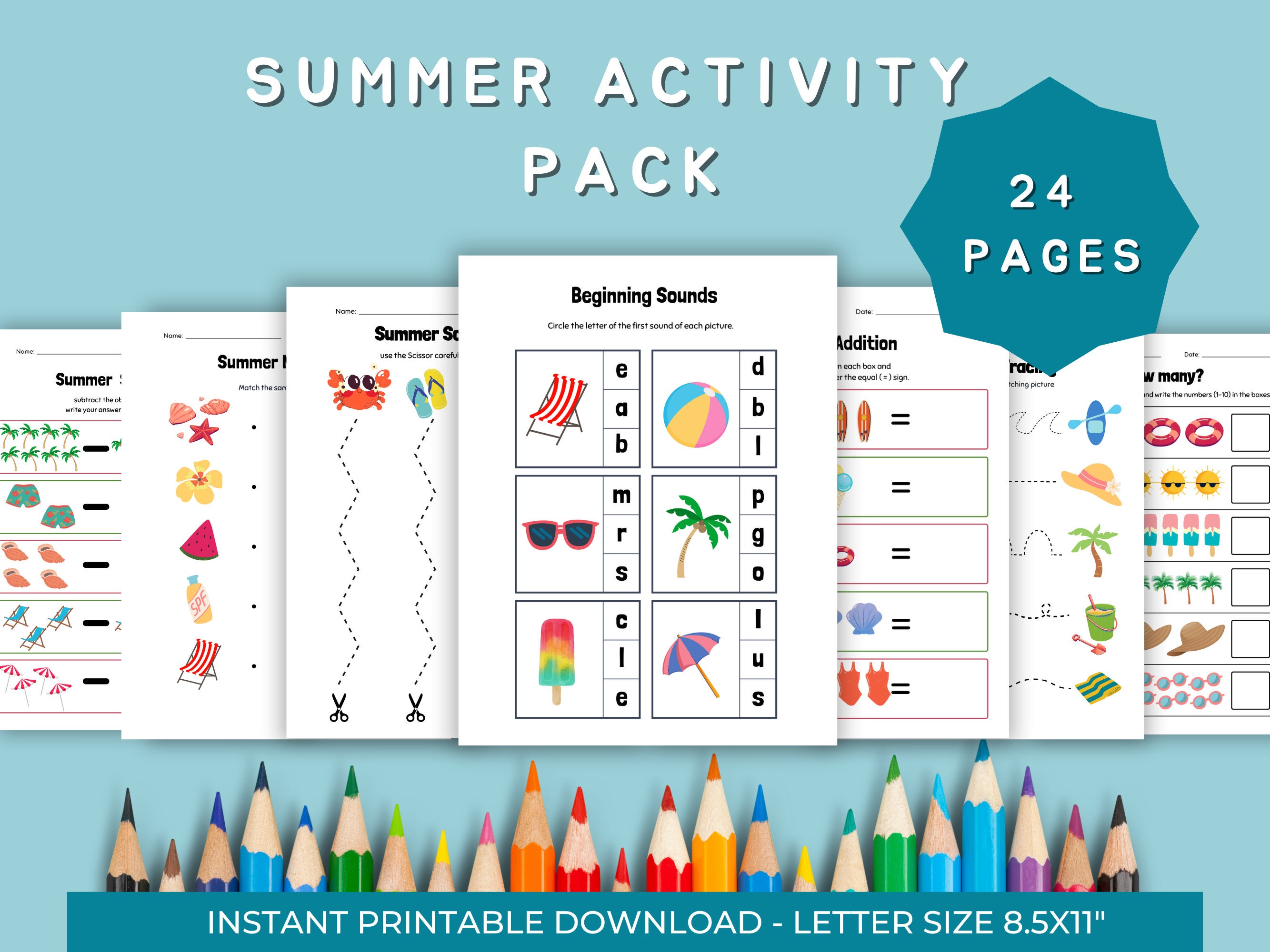 Summer Activity Pack,printable Worksheet for Kids, Fun Educational ...