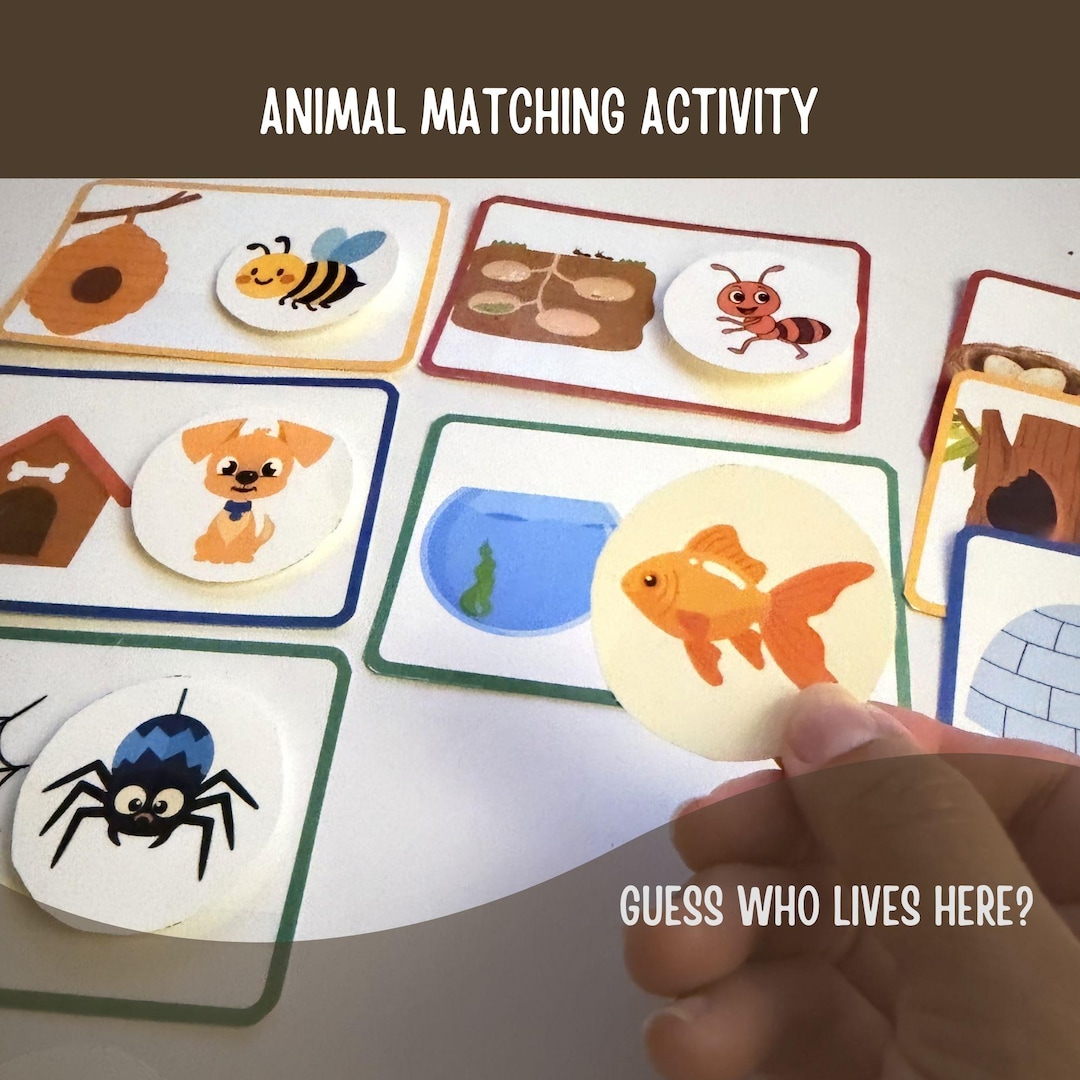 Animal Matching Activity for Toodler,who Lives Here? Animal and Home ...